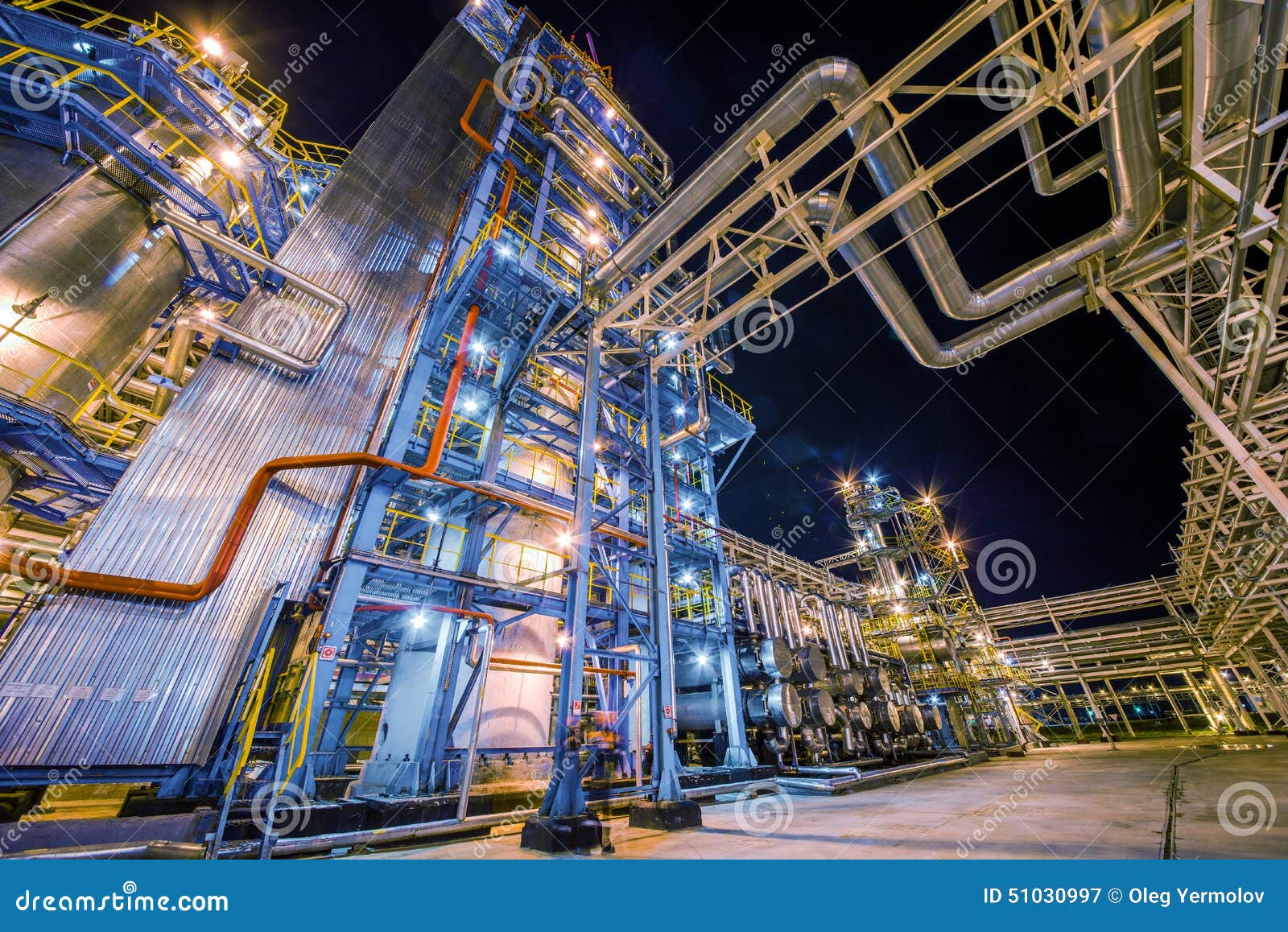 Oil Refinery at Night stock image. Image of energy, industry - 51030997