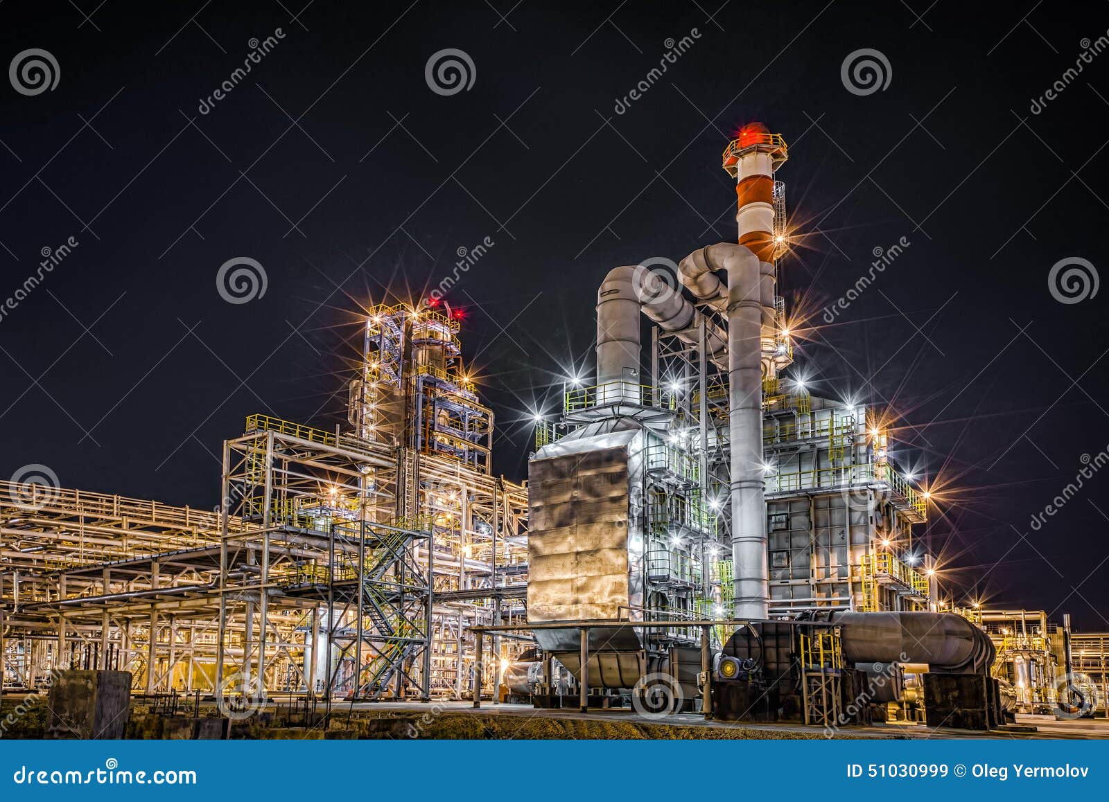 Oil Refinery at Night stock image. Image of generation - 51030999