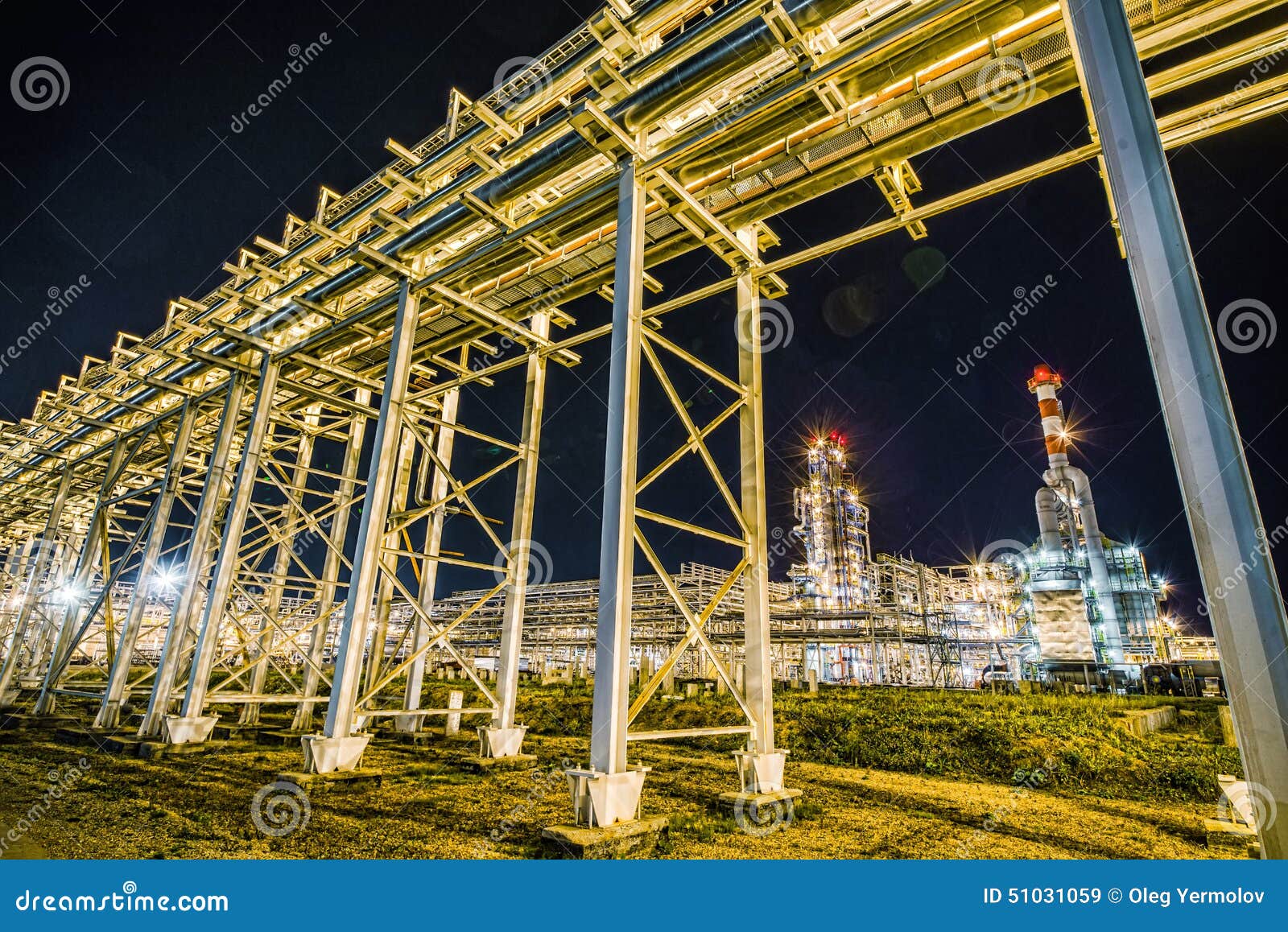 Oil Refinery at Night stock image. Image of refinery - 51031059