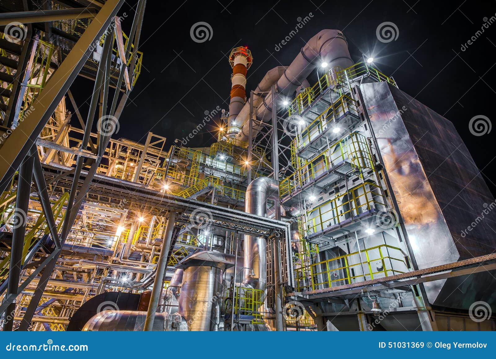 Oil Refinery at Night stock image. Image of tower, factory - 51031369