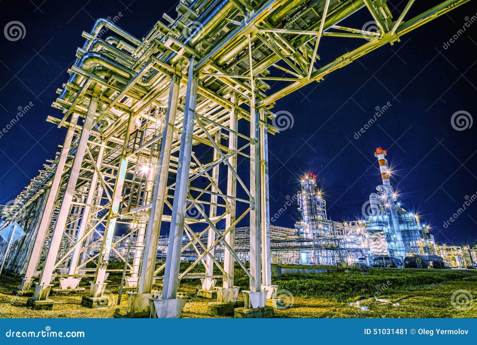 Oil Refinery at Night stock image. Image of night, generation - 51031481