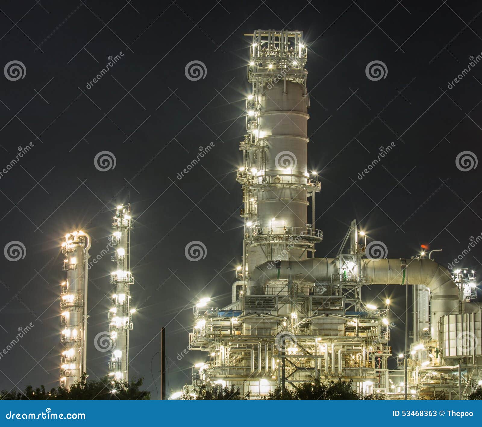 Oil refinery at night stock image. Image of twilight - 53468363