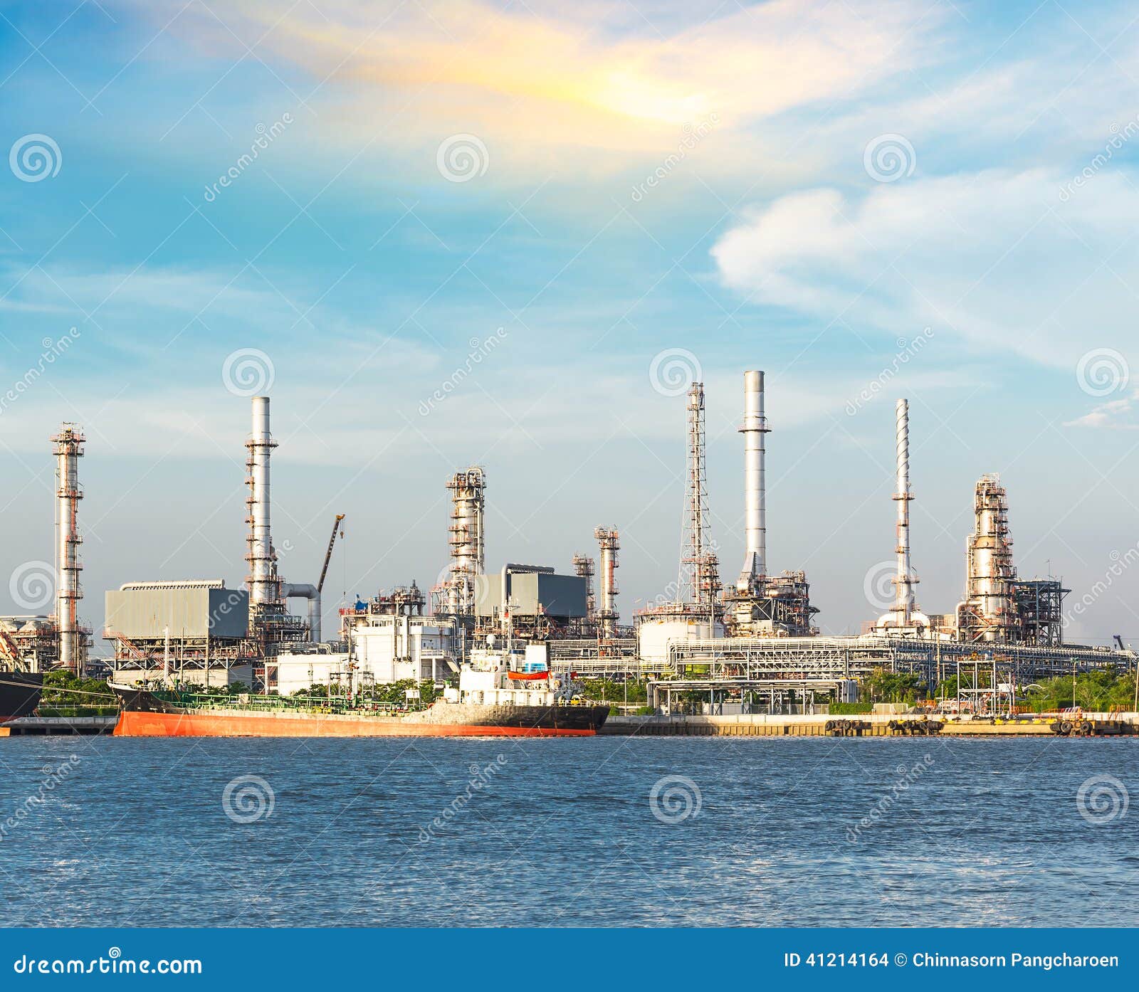 Oil Refinery stock photo. Image of ship, barge, gasoline - 41214164