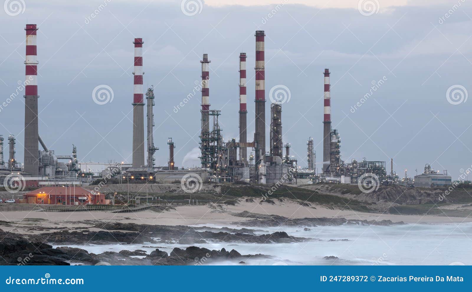 Oil Refinery by the Sea at Dawn Stock Photo - Image of infrastructure ...