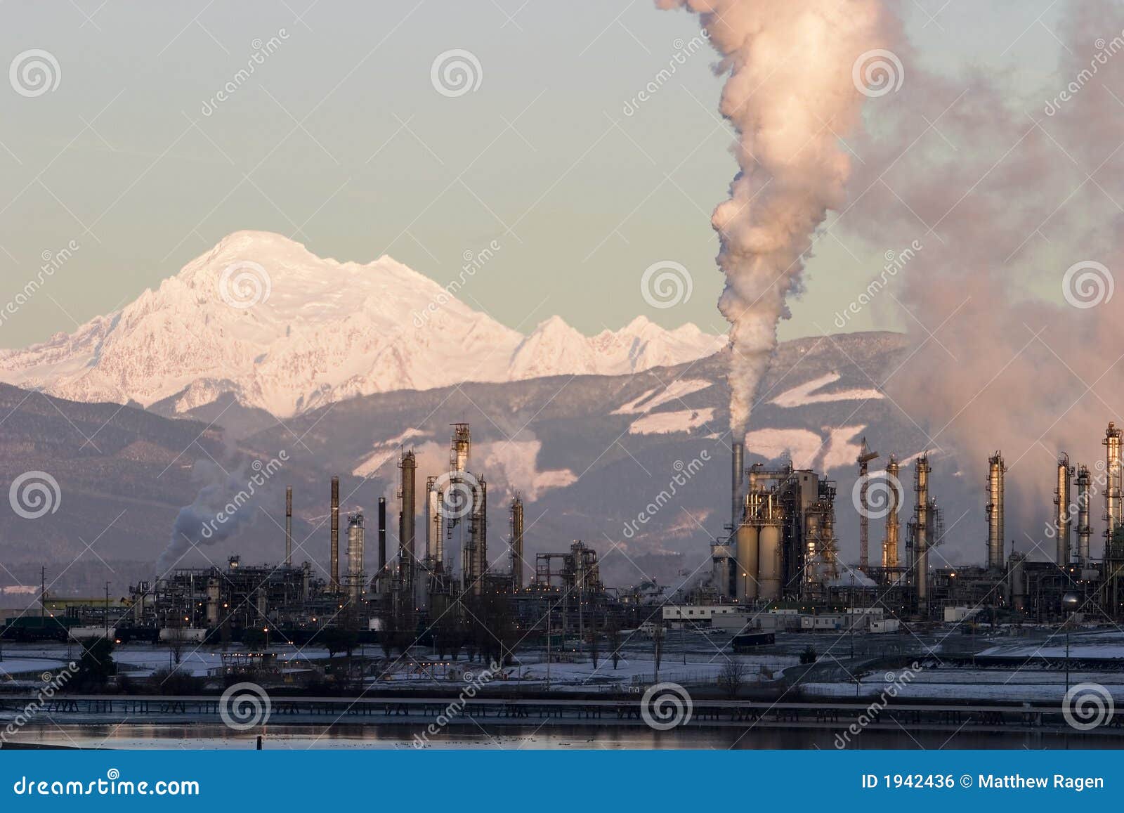 Oil Refinery with Steam stock photo. Image of environment - 1942436