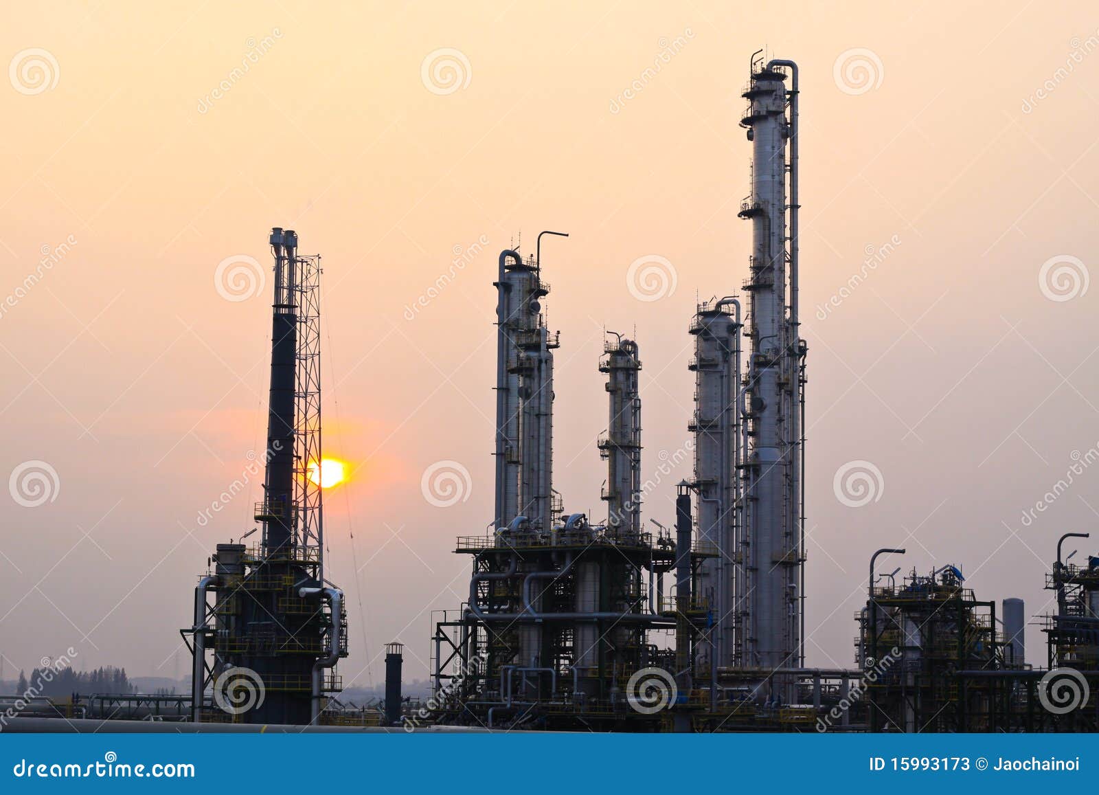 Oil refinery sunset stock image. Image of global, fuel - 15993173
