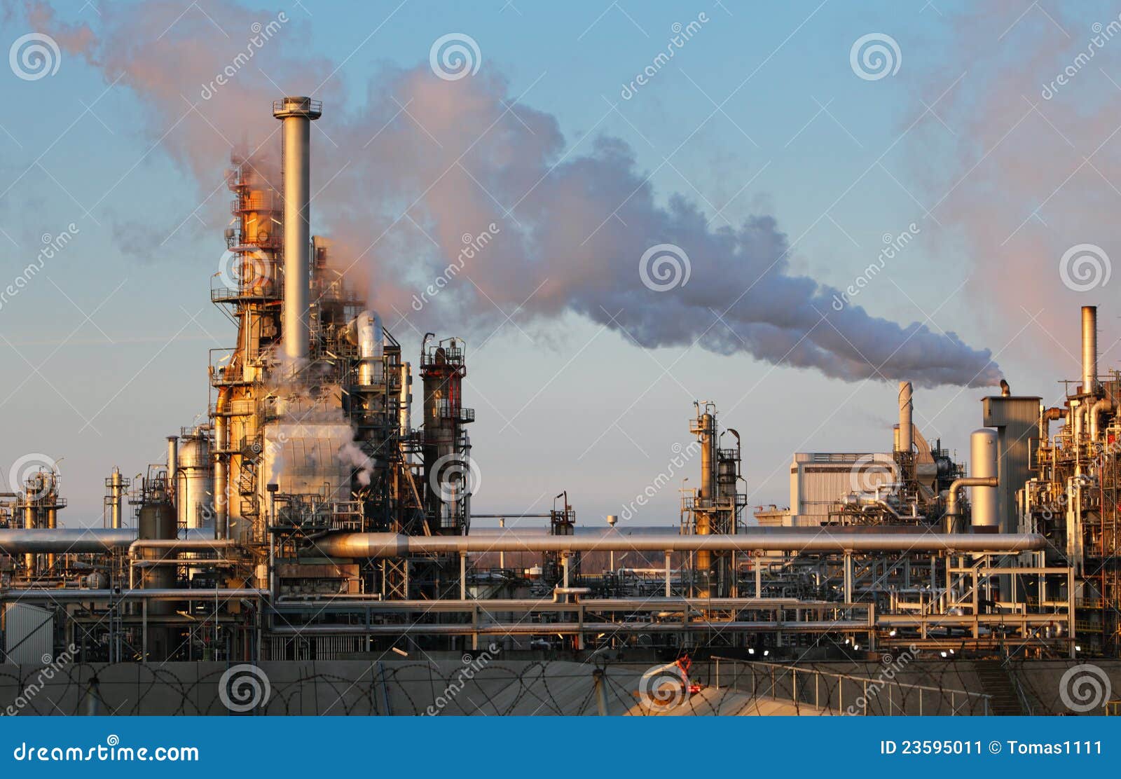 Oil Refinery and the Sunset Stock Image - Image of petrochemical ...