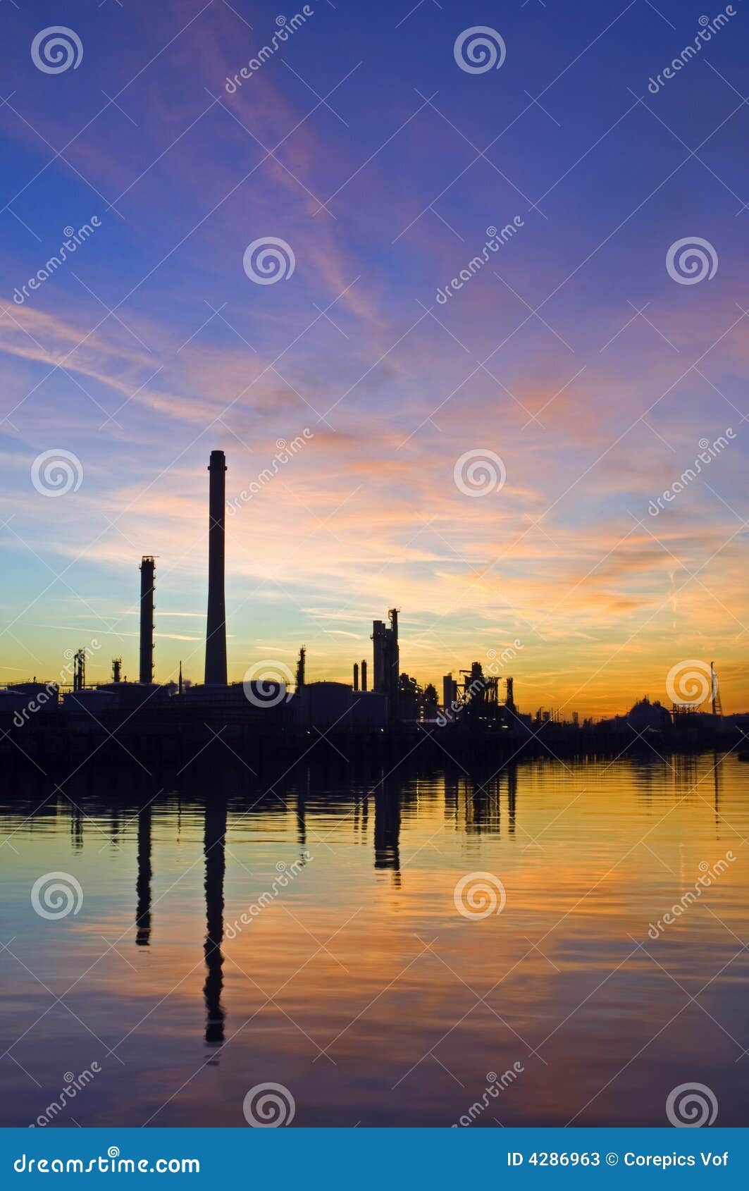 Oil Refinery at sunset stock image. Image of natural, dusk - 4286963
