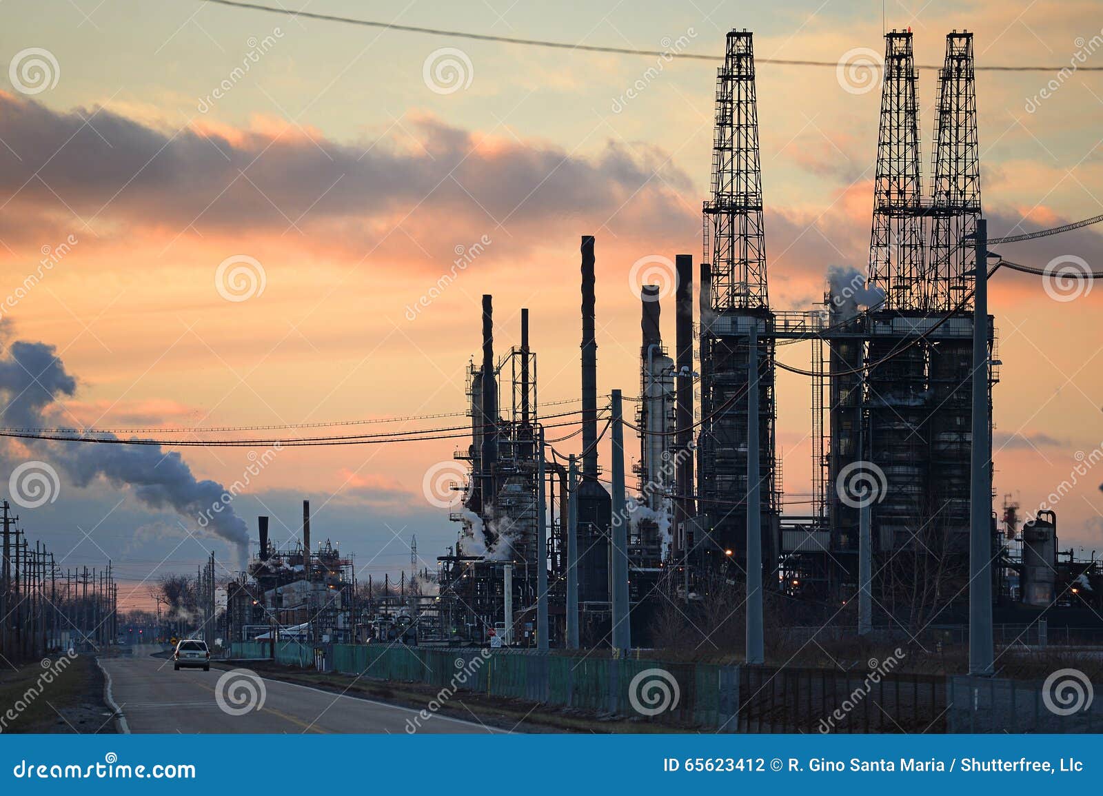 Oil Refinery at Sunset stock photo. Image of greenhouse - 65623412
