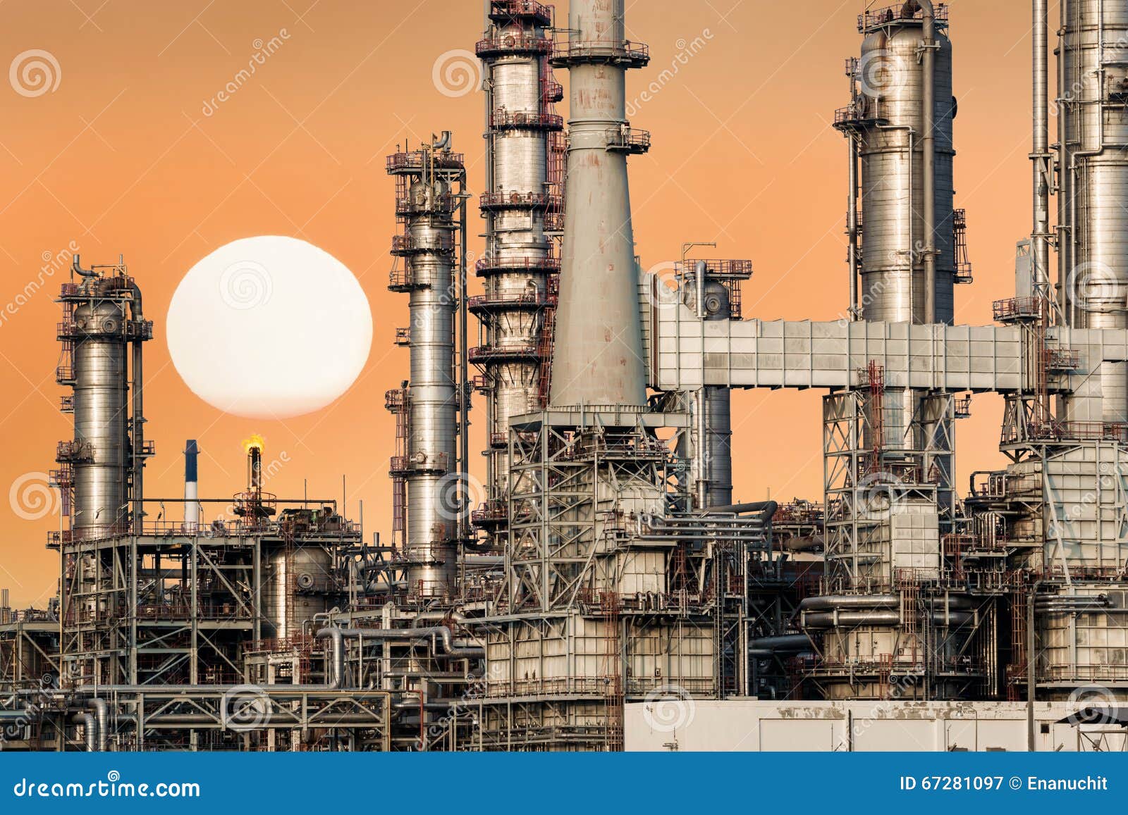 Oil refinery with sunset. stock image. Image of petrol - 67281097