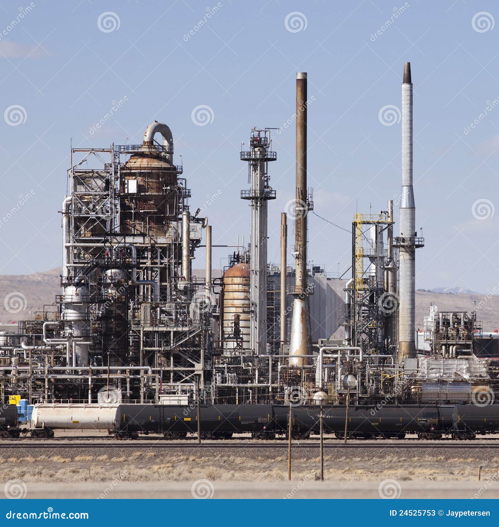 Oil Refinery and Tanker Train Stock Image - Image of piping, pipes ...