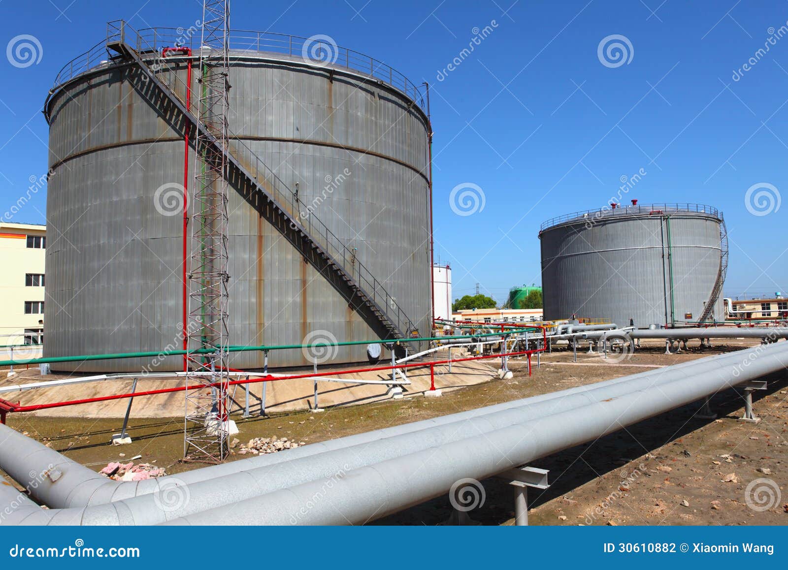 Oil Refinery Tanks stock photo. Image of petrochemical - 30610882