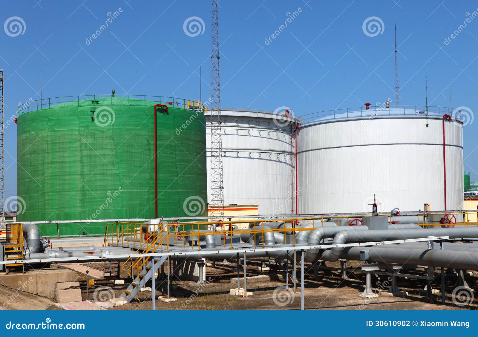 Oil Refinery Tanks stock photo. Image of chemical, petroleum - 30610902