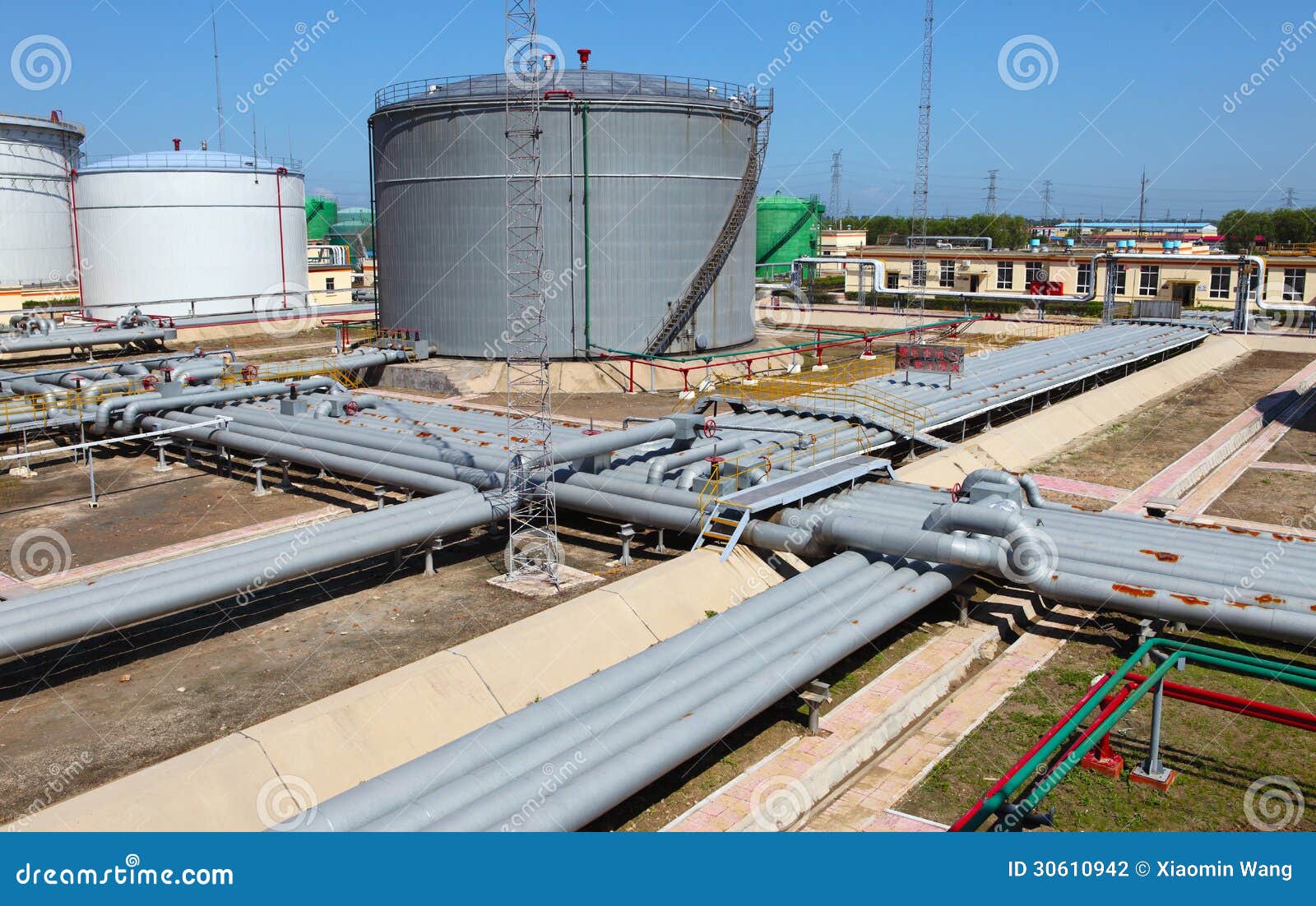 Oil Refinery Tanks stock photo. Image of diesel, factory - 30610942