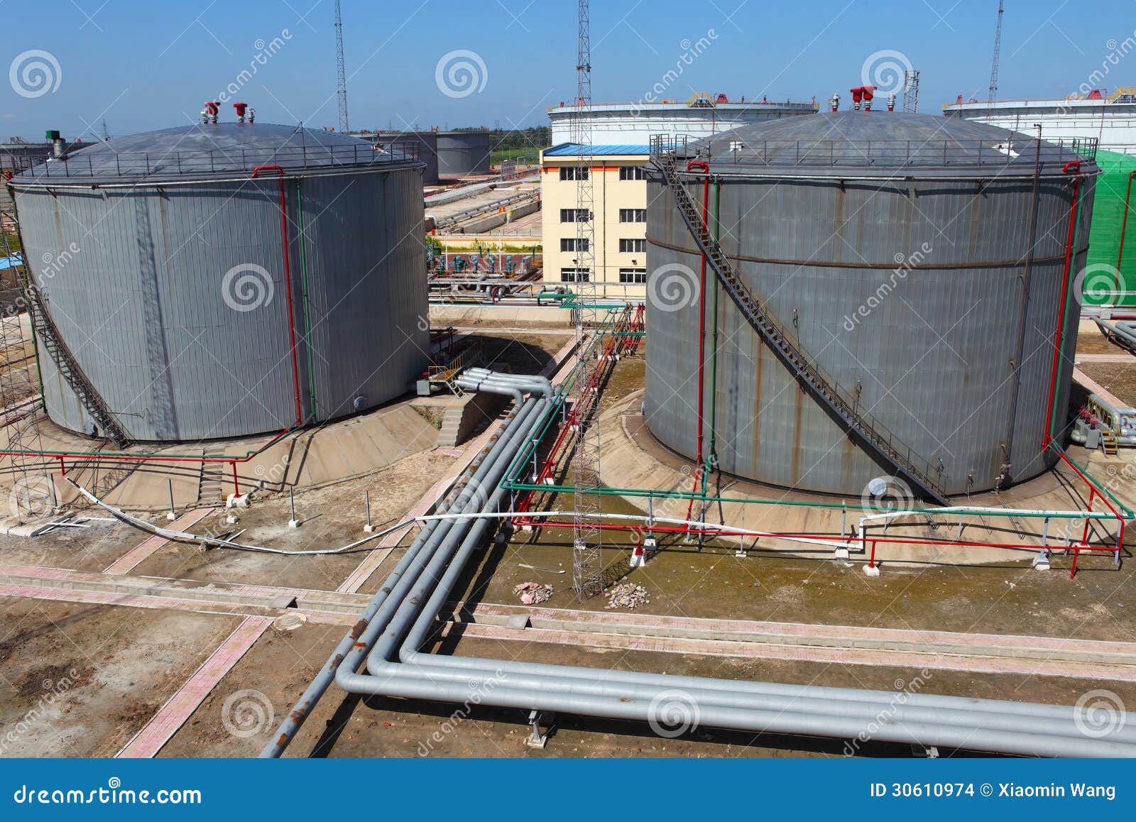 Oil Refinery Tanks stock photo. Image of fossil, corporation - 30610974
