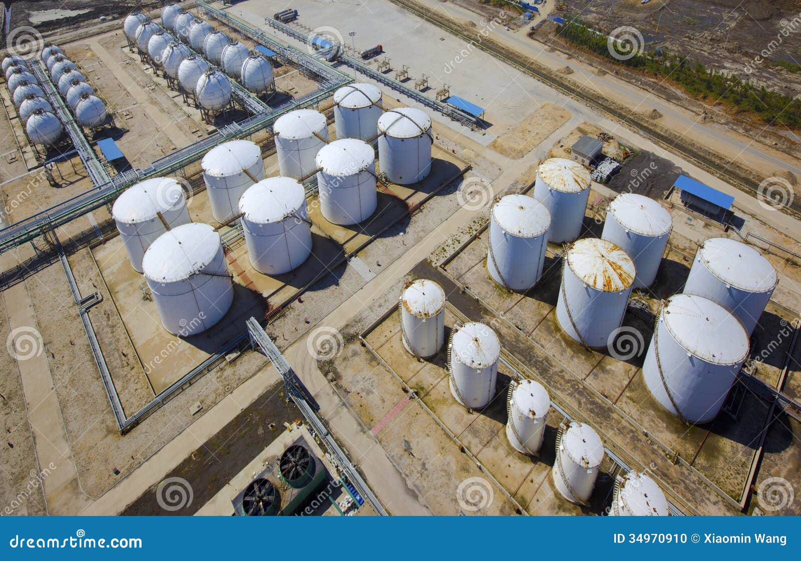 Oil Refinery Tanks stock photo. Image of refinery, reservoir - 34970910