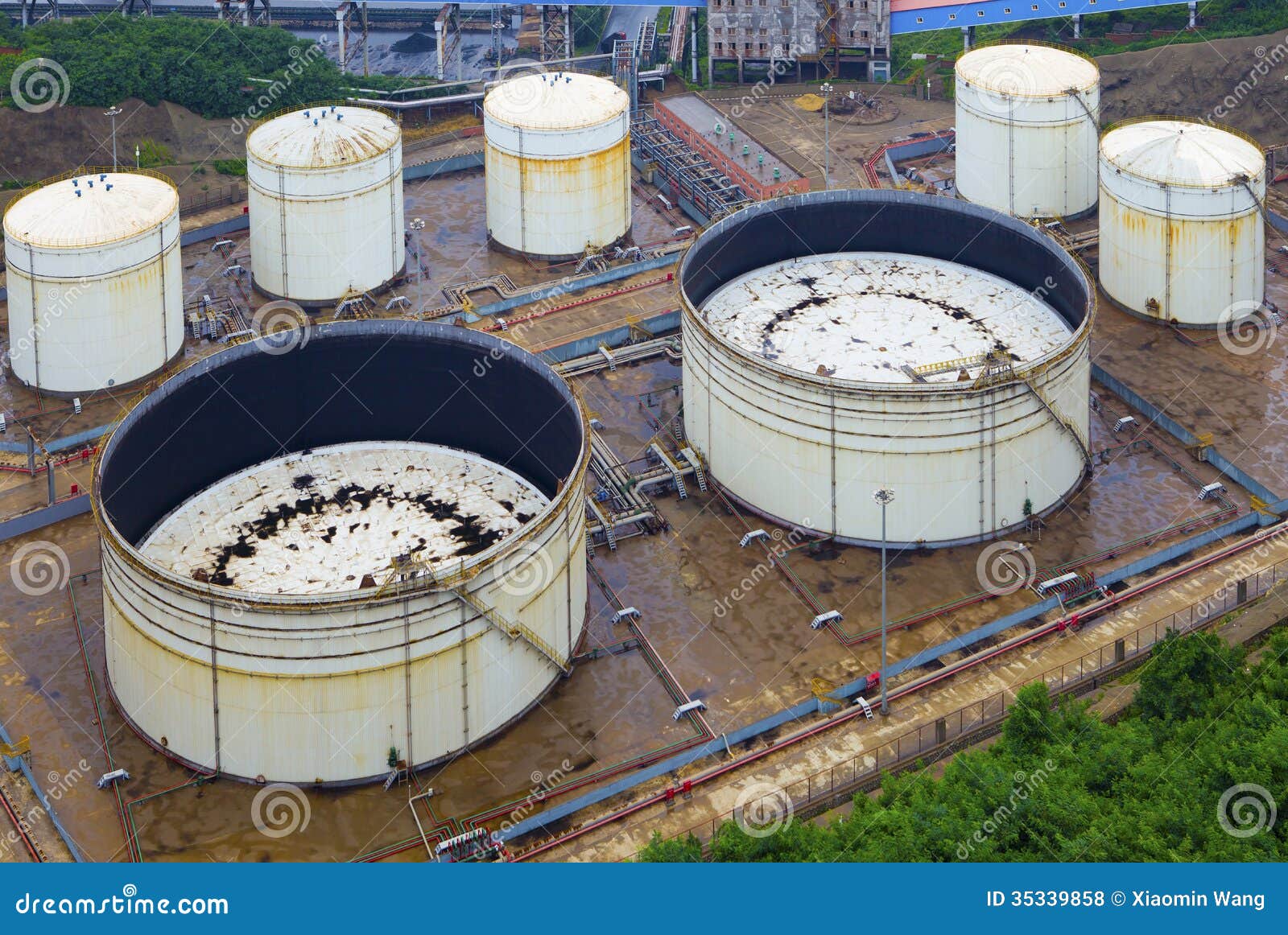 Oil Refinery Tanks stock photo. Image of industrial, production - 35339858