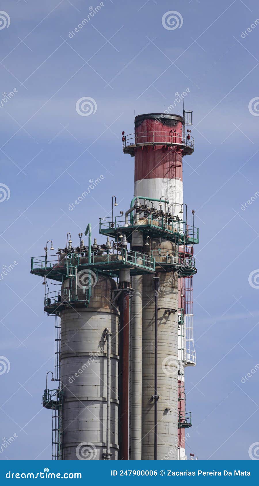 Oil Refinery Tower and Chimney Stock Photo - Image of industrial ...