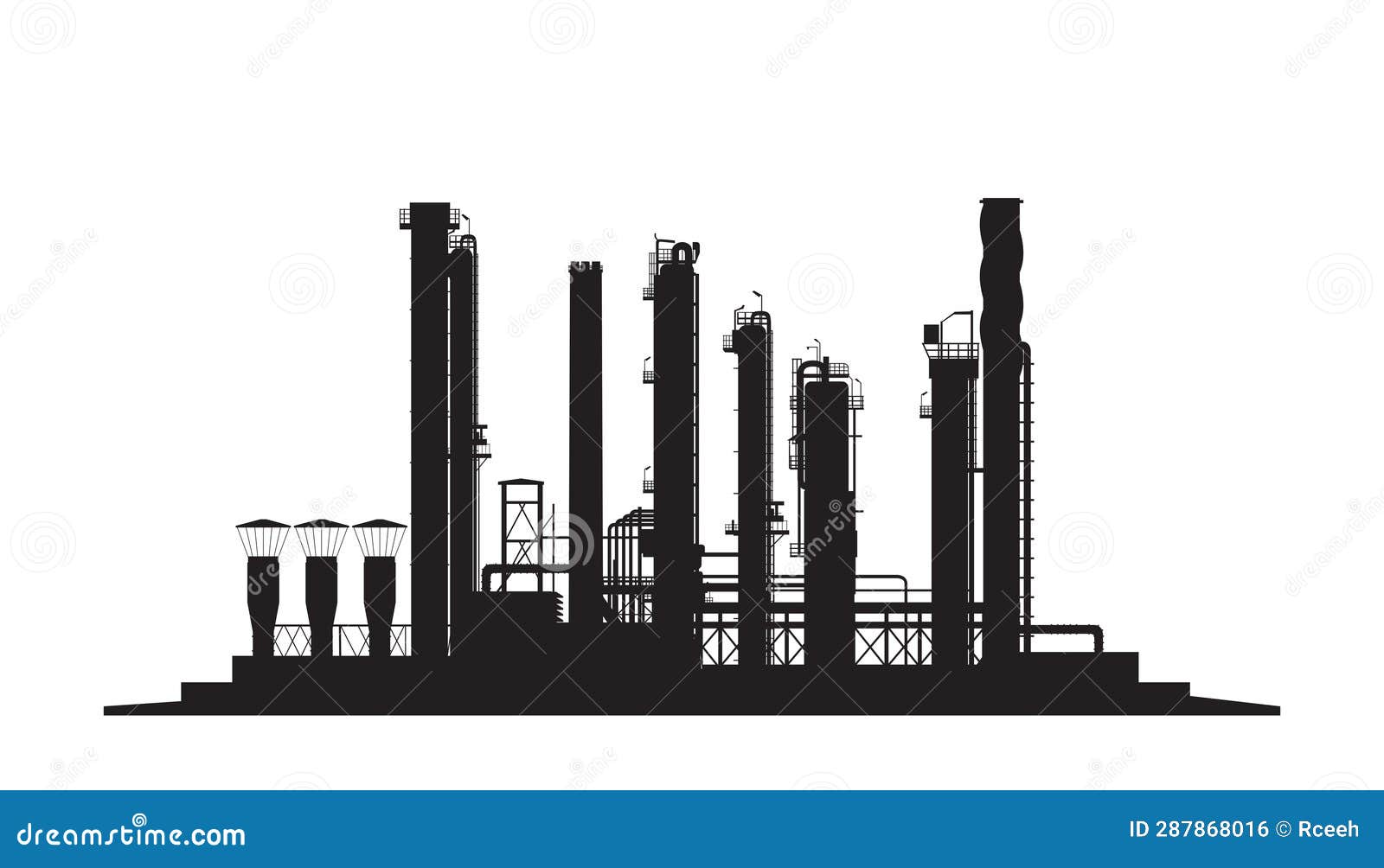 Oil refinery vector stock illustration. Illustration of silhouette ...