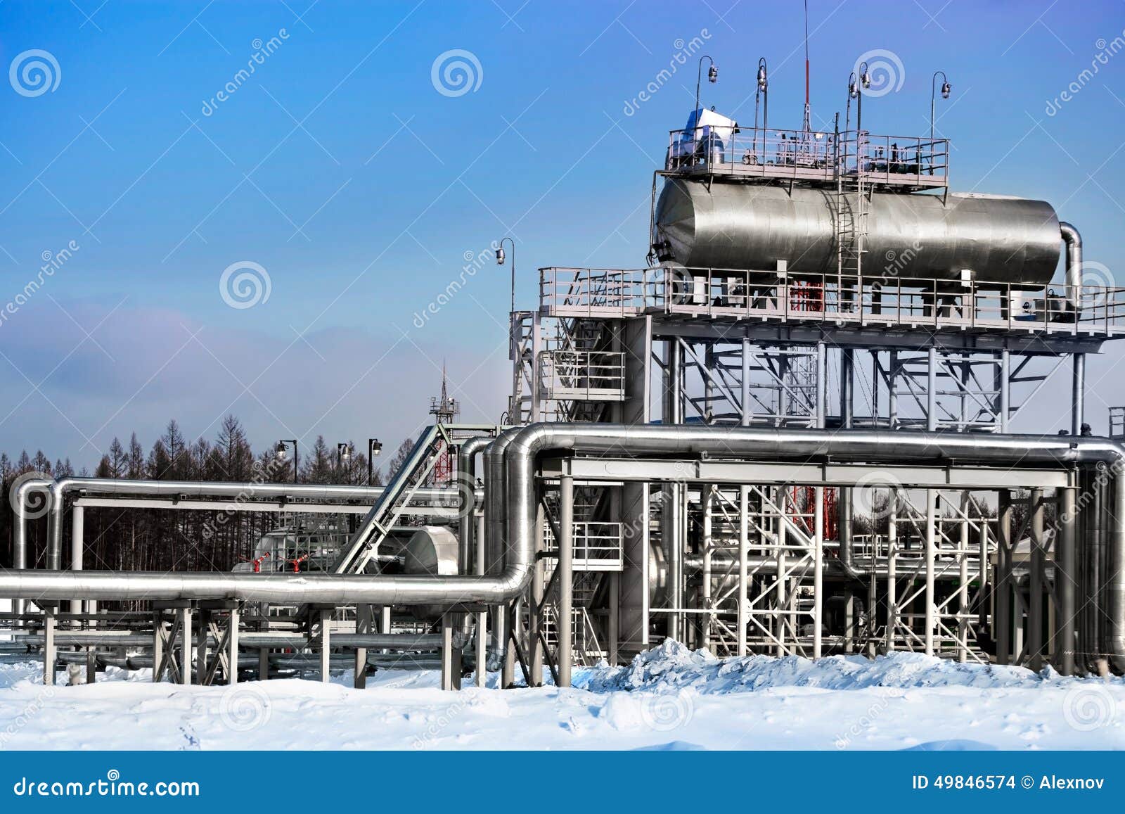 Oil refinery in the winter stock photo. Image of factory - 49846574
