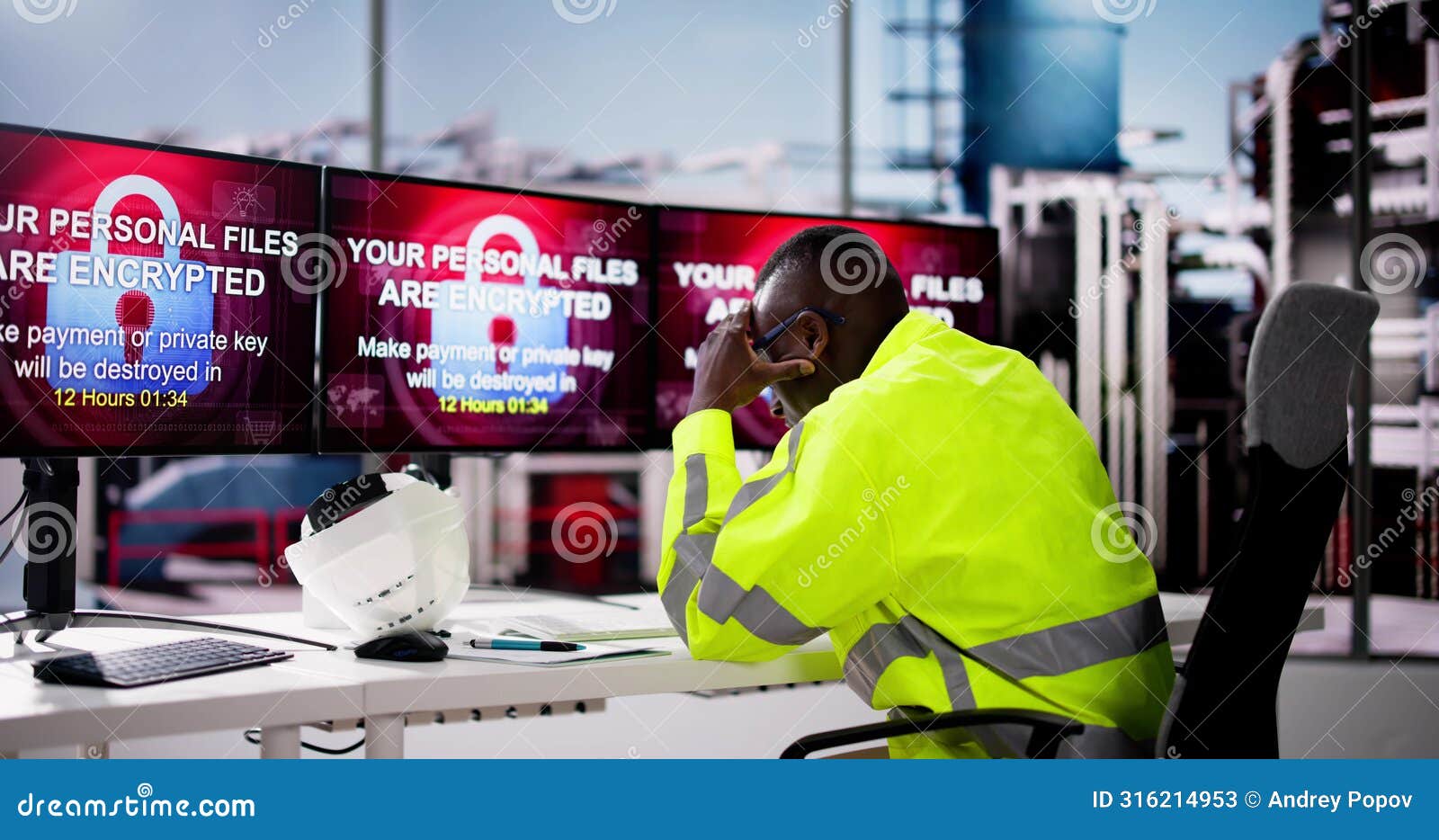 Oil Refinery Worker Confused with Malware Attack Stock Image - Image of ...
