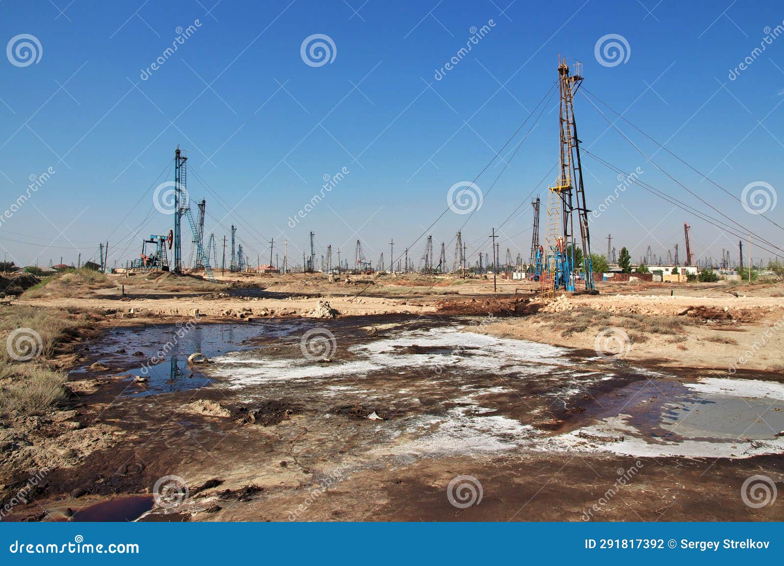 The Oil Rig in Azerbaijan, Caspian Sea Stock Photo - Image of ...