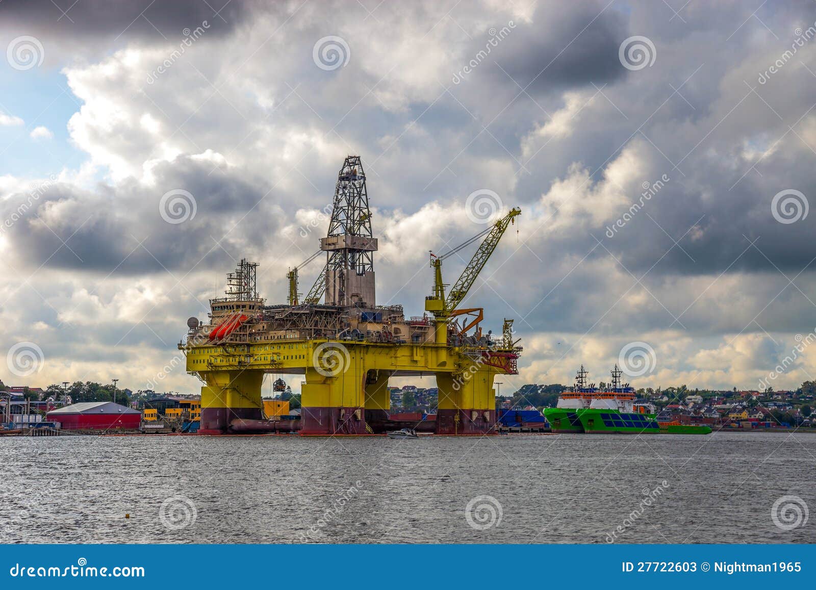 Oil rig a cloudy day stock image. Image of dramatic, port - 27722603