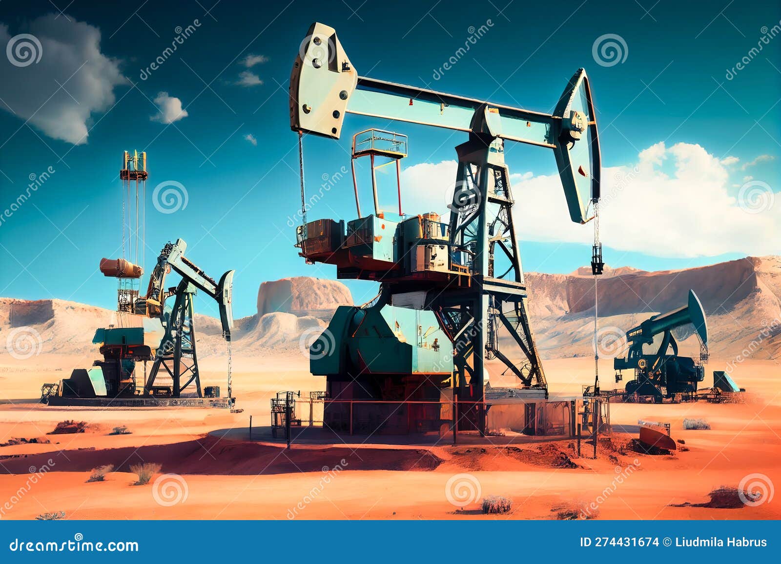 Oil Rig in the Desert. Generative AI, Generative, AI Stock Illustration ...