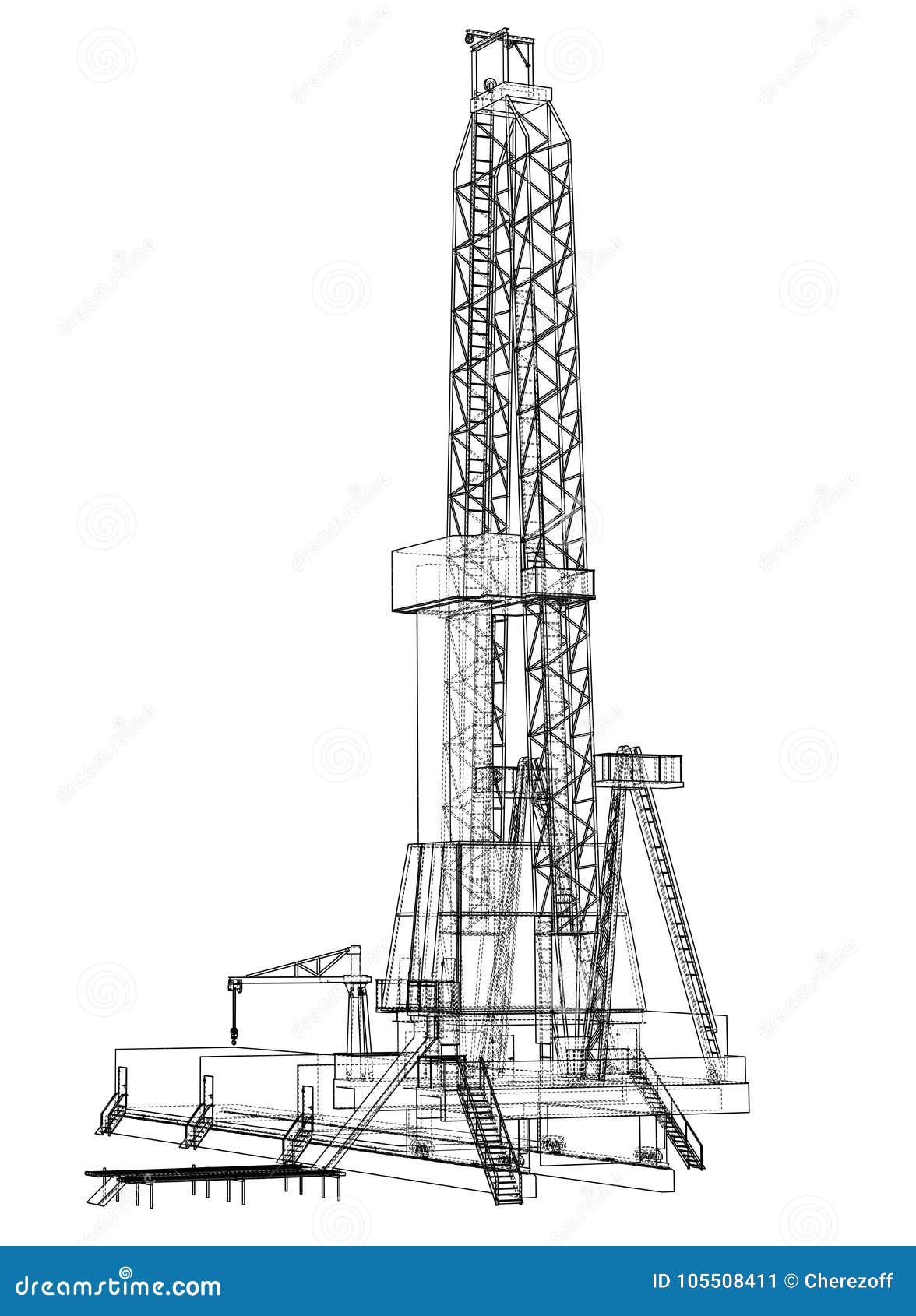 Oil Rig. Detailed Vector Illustration Stock Vector - Illustration of ...