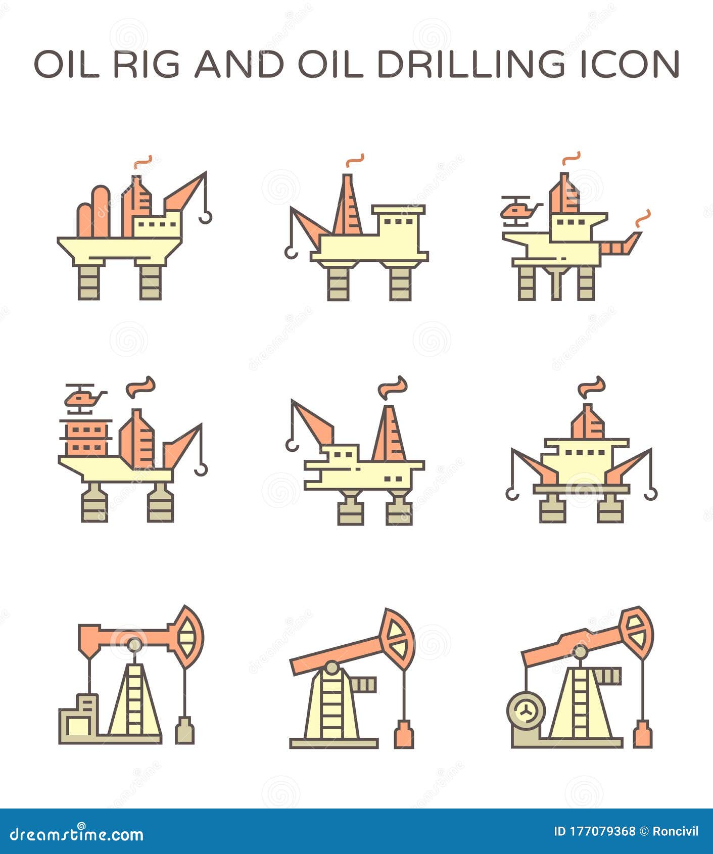 Oil Rig and Oil Drilling Icon Stock Vector - Illustration of building ...