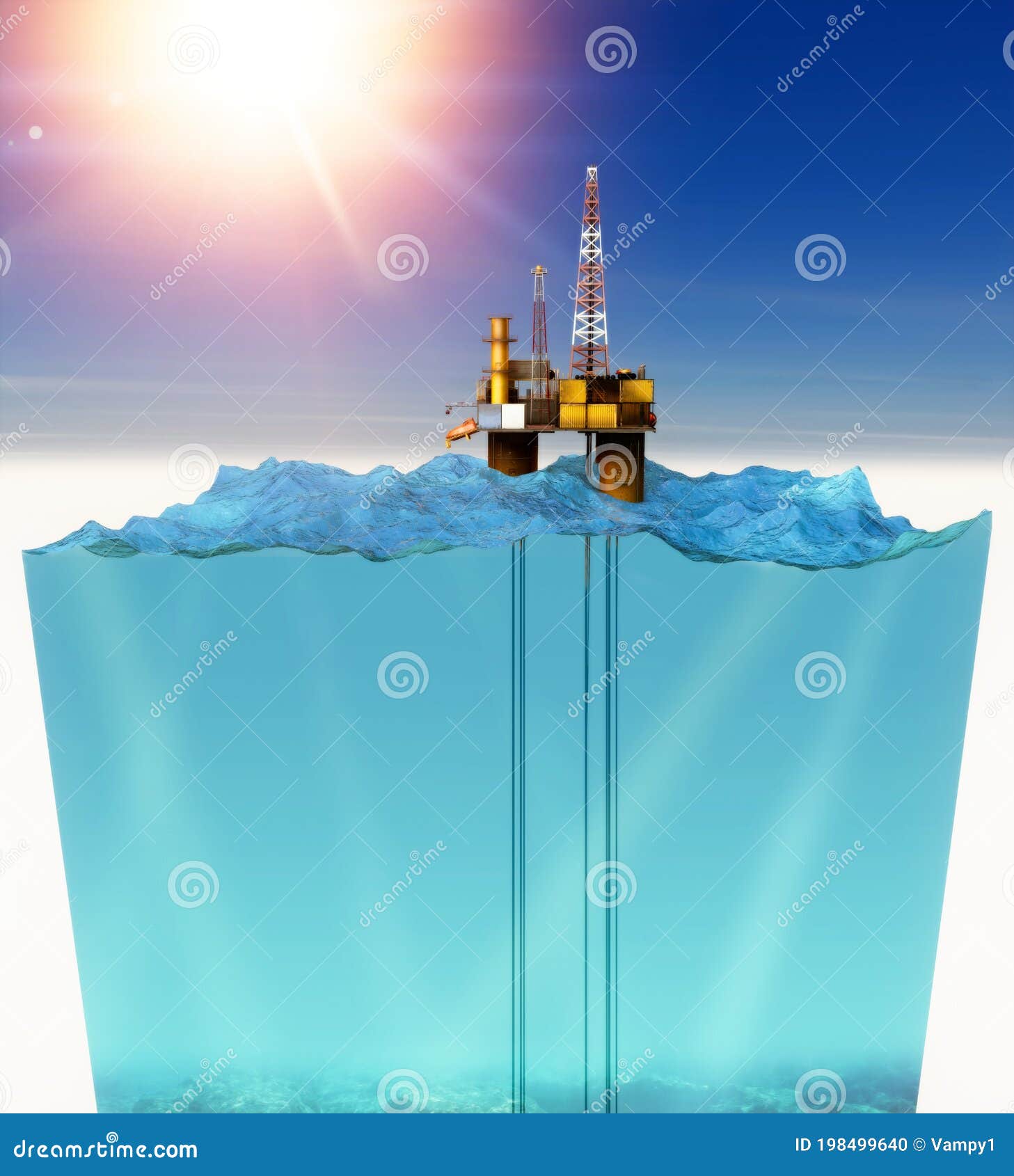 Oil Rig, Oil Extraction. Refining of Crude Oil Stock Illustration ...