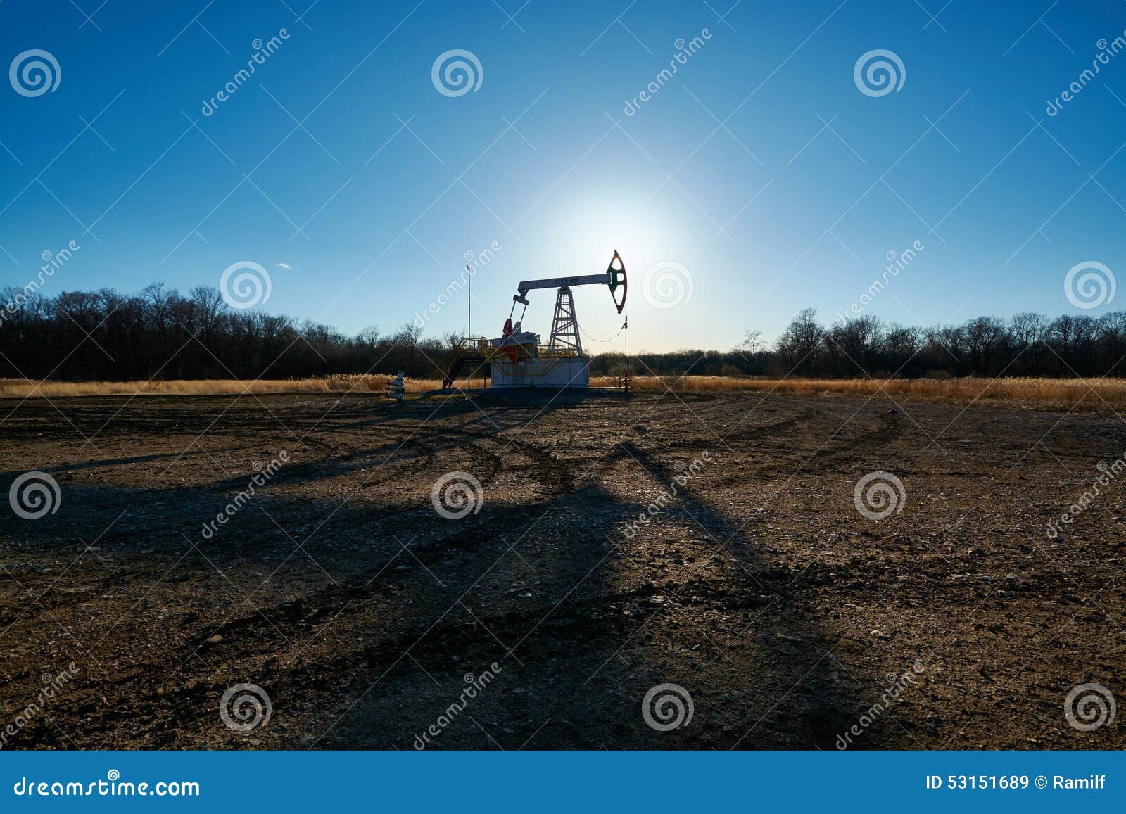 Oil rig in the field stock image. Image of derrick, landscape - 53151689
