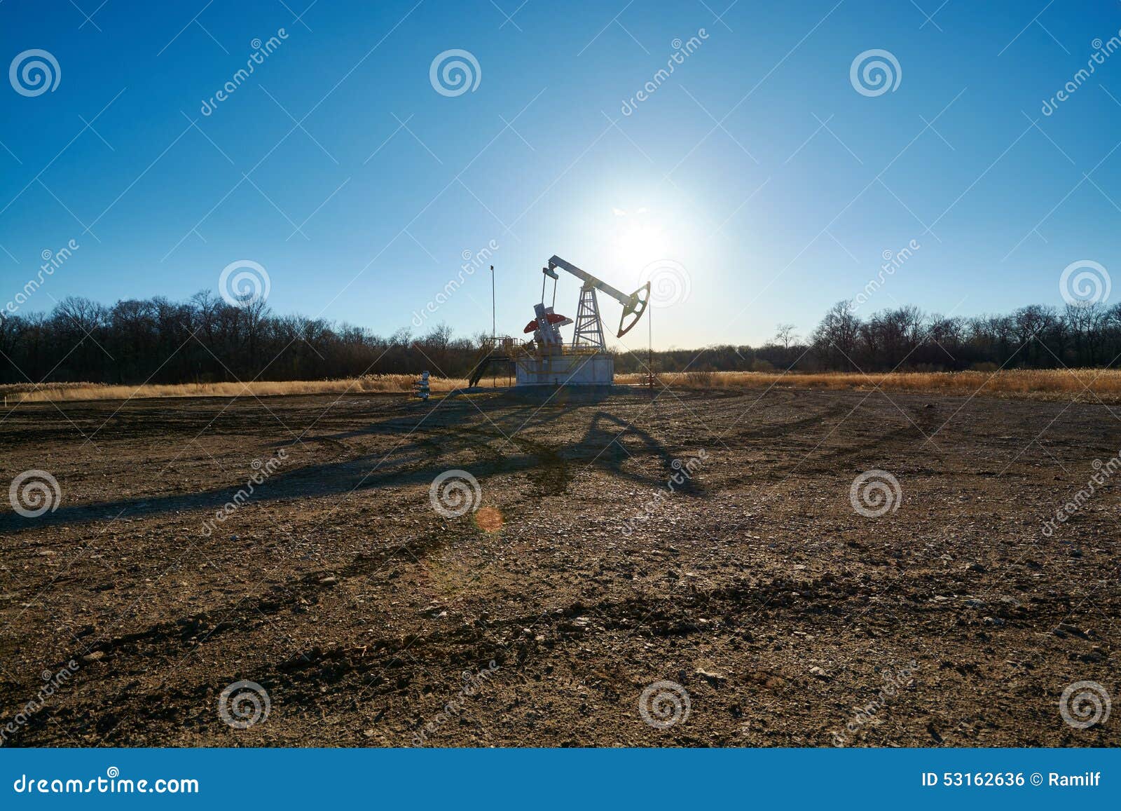 Oil rig in the field stock photo. Image of derrick, platform - 53162636
