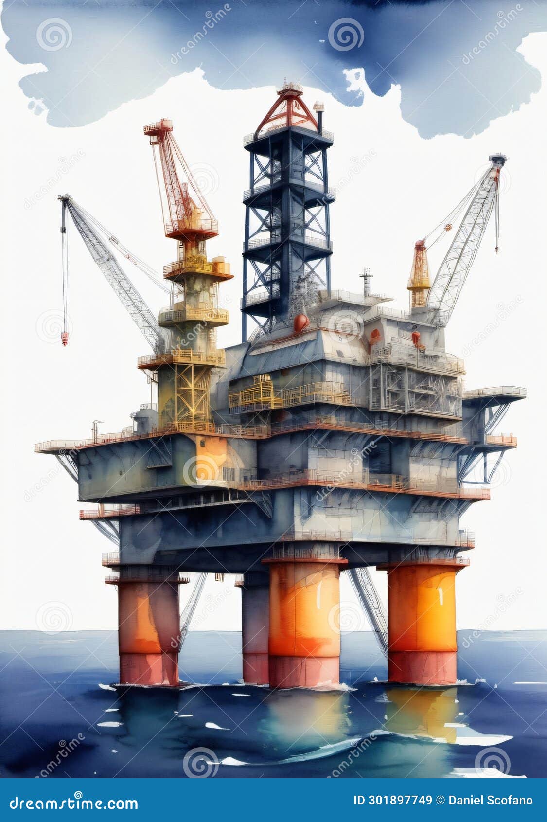 Oil Rig. Generative AI stock image. Image of scenery - 301897749