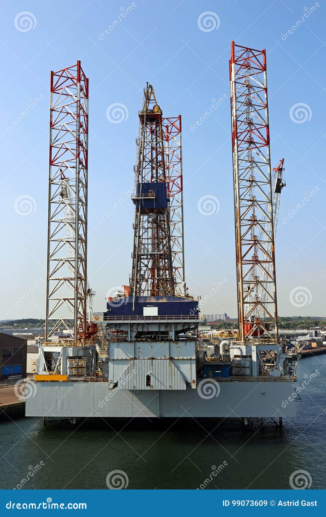 An Oil Rig in a Harbor by the Sea Stock Image - Image of heave ...