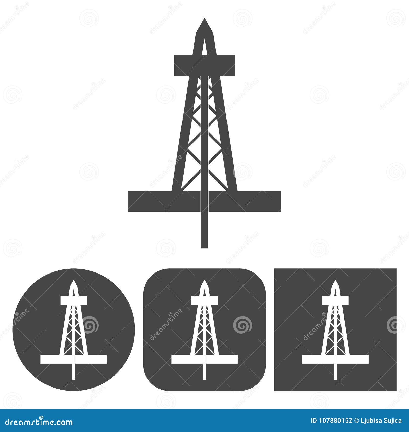 Oil Rig Icon - Vector Icons Set Stock Vector - Illustration of crane ...