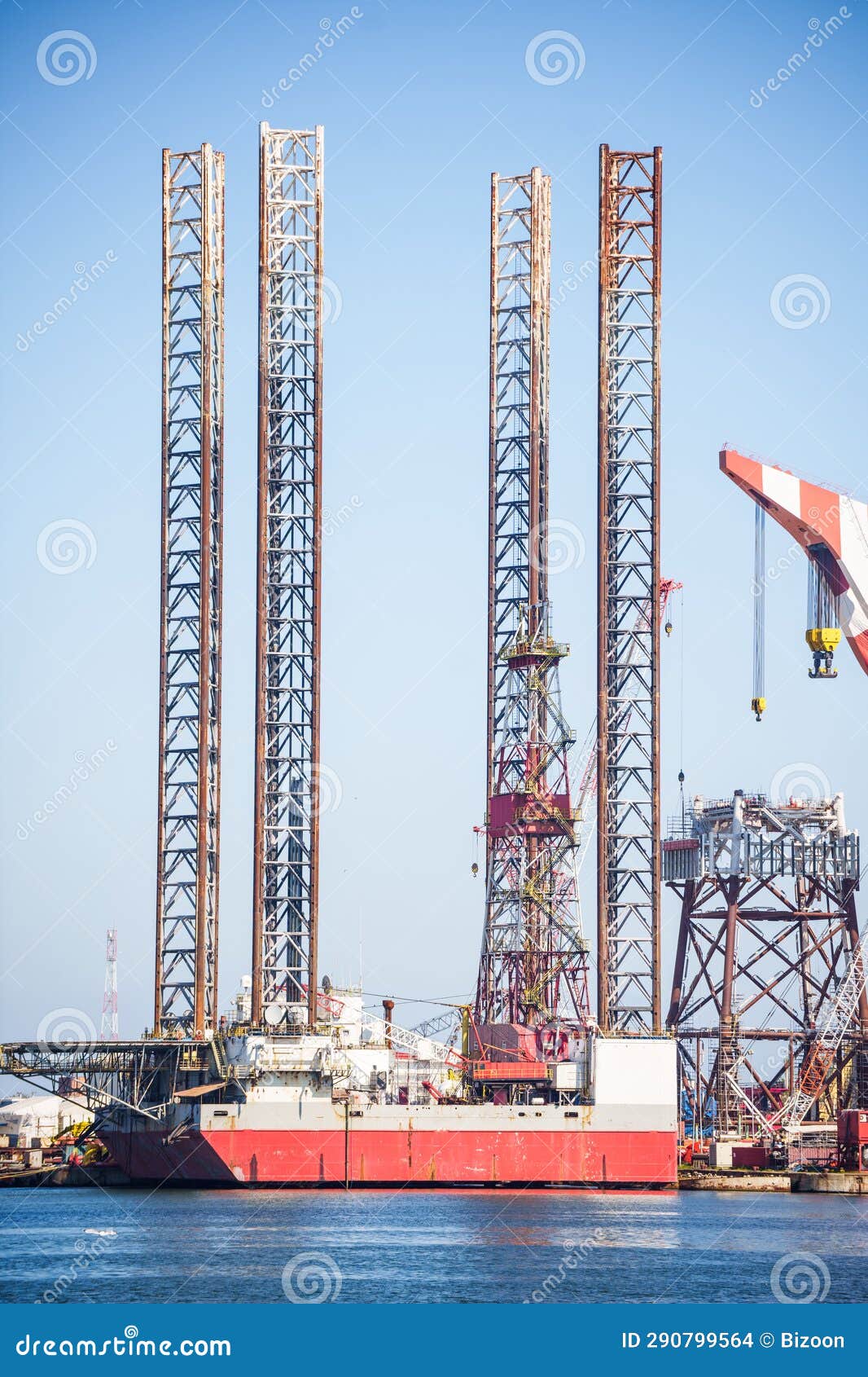 Oil Rig Moored at a Commercial Dock Stock Photo - Image of site ...