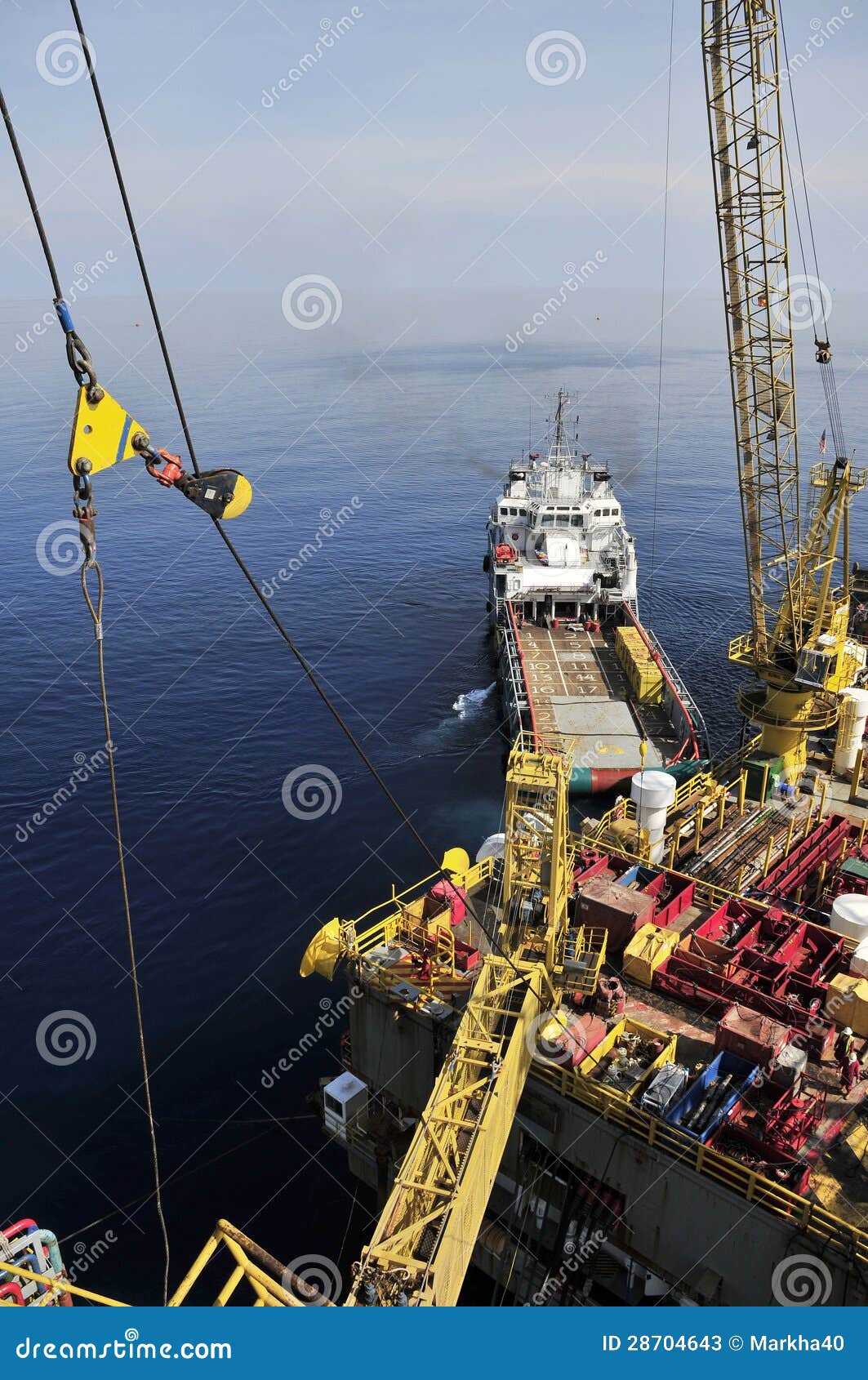 Oil Rig and Moored Loading Ship Stock Image - Image of ship, machines ...