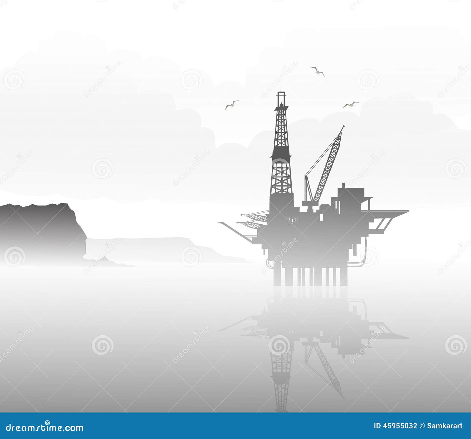 Oil Rig at morning -vector stock vector. Illustration of royalty - 45955032