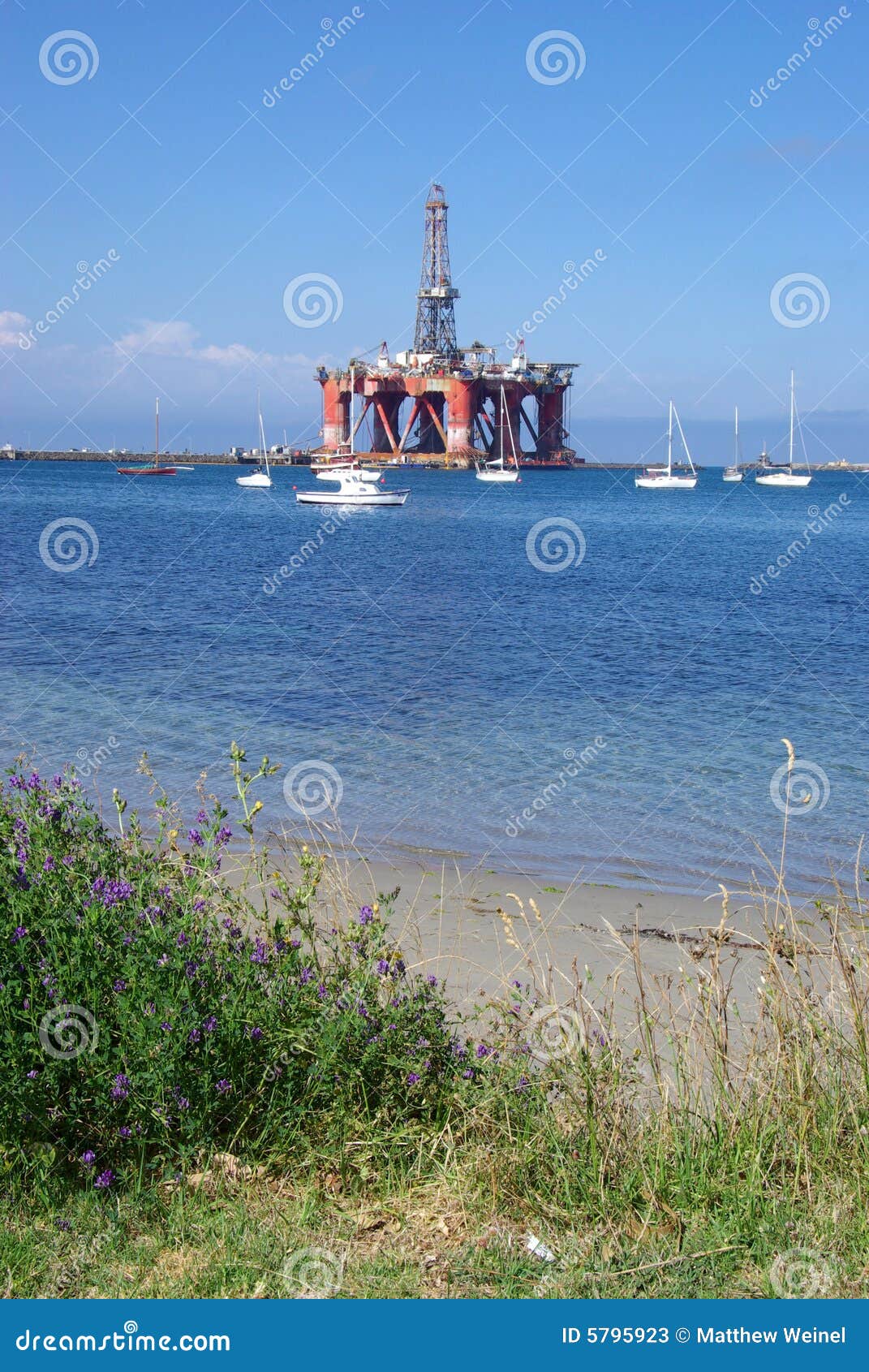 Oil Rig Near Shore stock image. Image of crude, drill - 5795923
