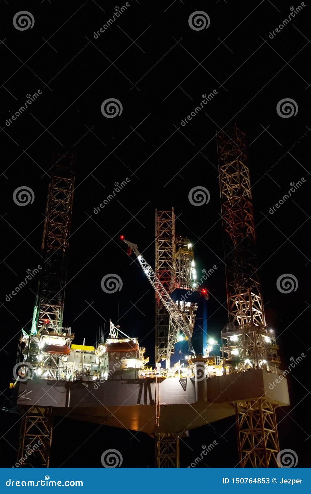 Oil rig at night stock image. Image of denmark, structure - 150764853