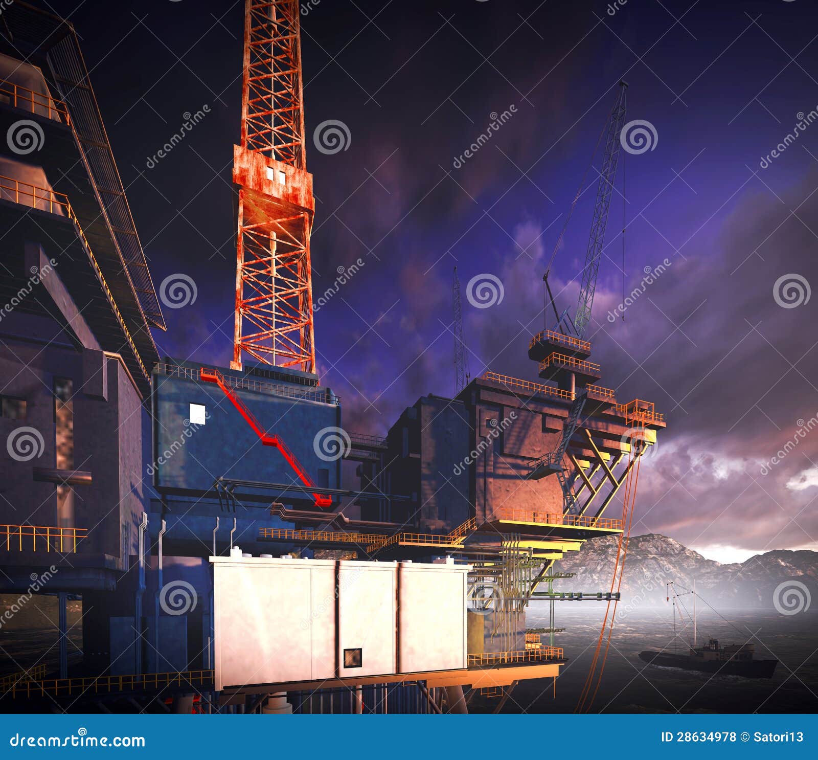 Oil rig platform stock illustration. Illustration of offshore - 28634978