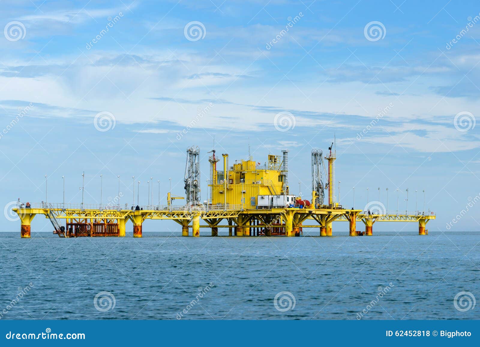 Oil Rig Platform in the Calm Sea Stock Photo - Image of technology ...