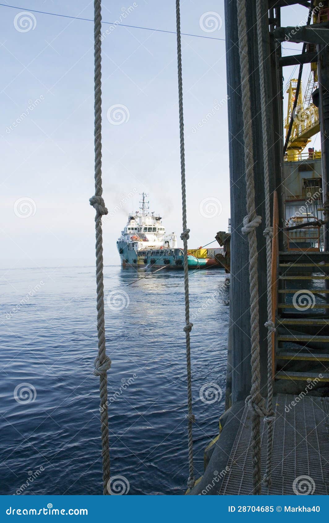 Oil Rig Platform and Cargo Ship Stock Image - Image of crane, platform ...