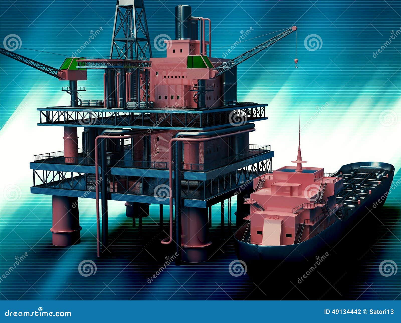 Oil rig platform stock illustration. Illustration of oilrig - 49134442