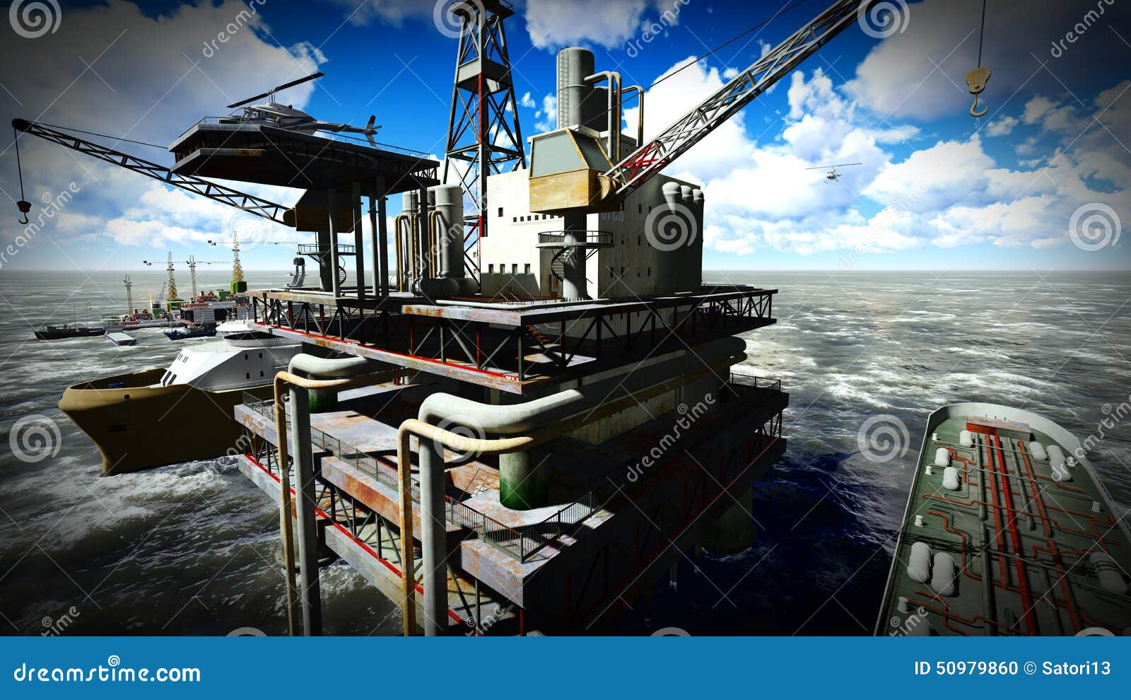 Oil rig platform stock illustration. Illustration of production - 50979860