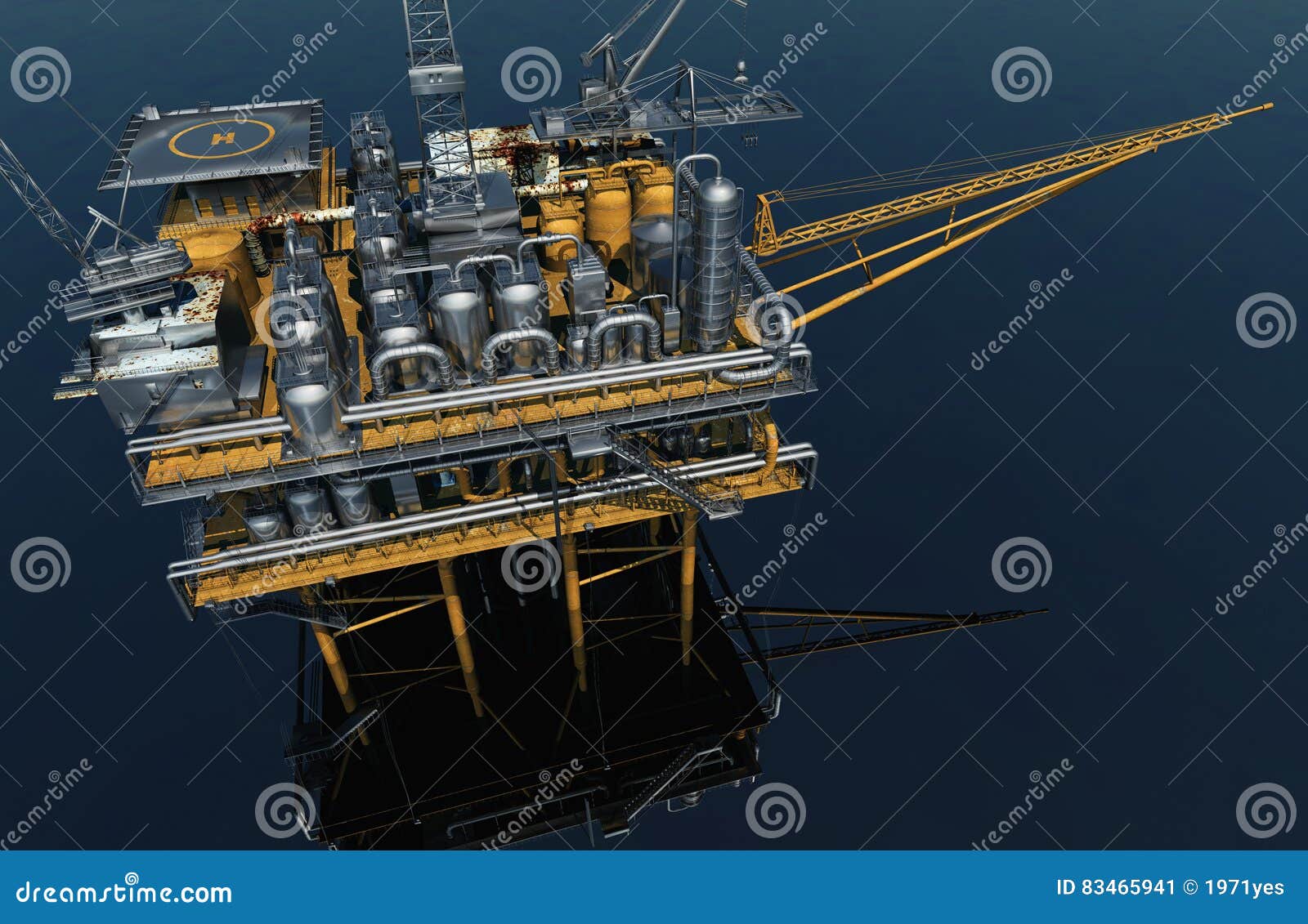 Oil Rig stock illustration. Illustration of pier, harbor - 83465941