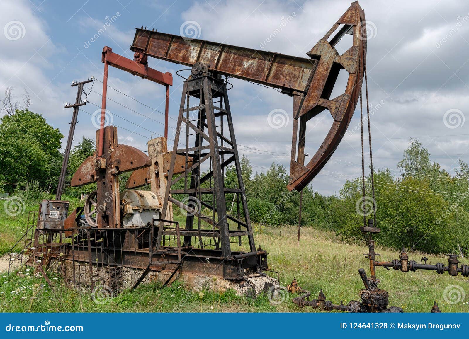 Oil rig at work stock photo. Image of crane, exploration - 124641328