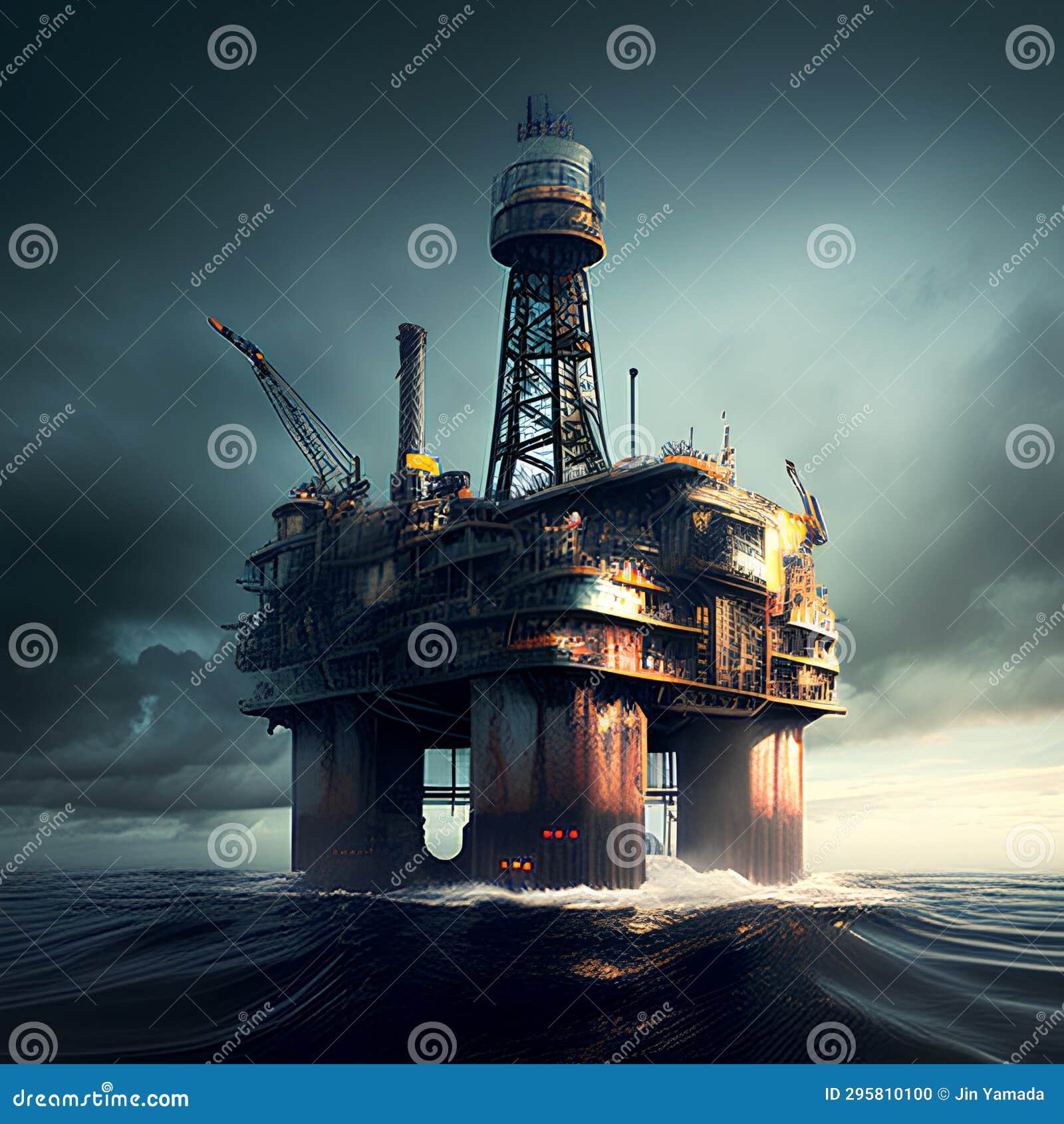 Oil Rig in the Sea. this is a 3d Render Illustration Stock Illustration ...