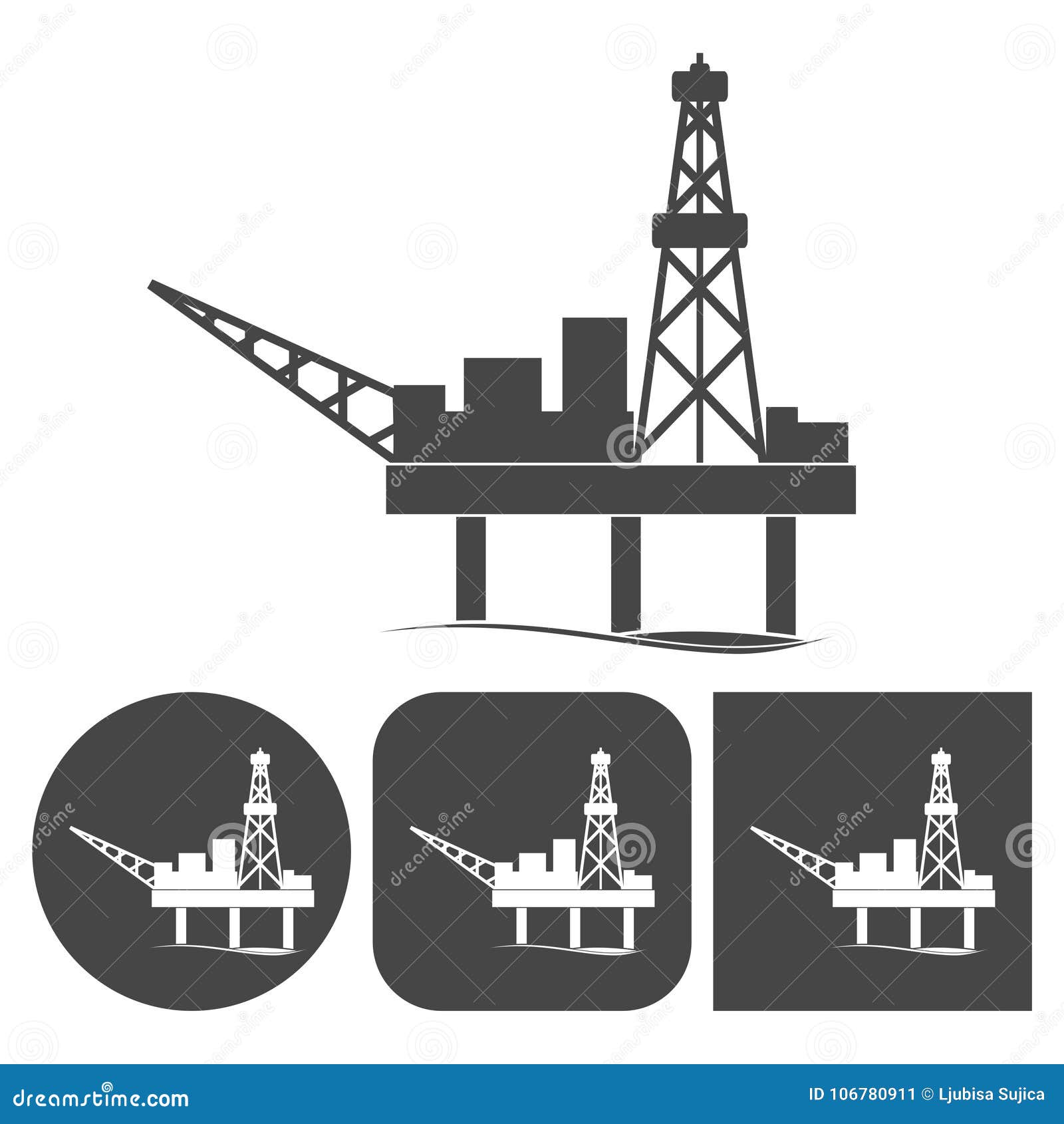 Oil rig vector icons set stock vector. Illustration of diesel - 106780911